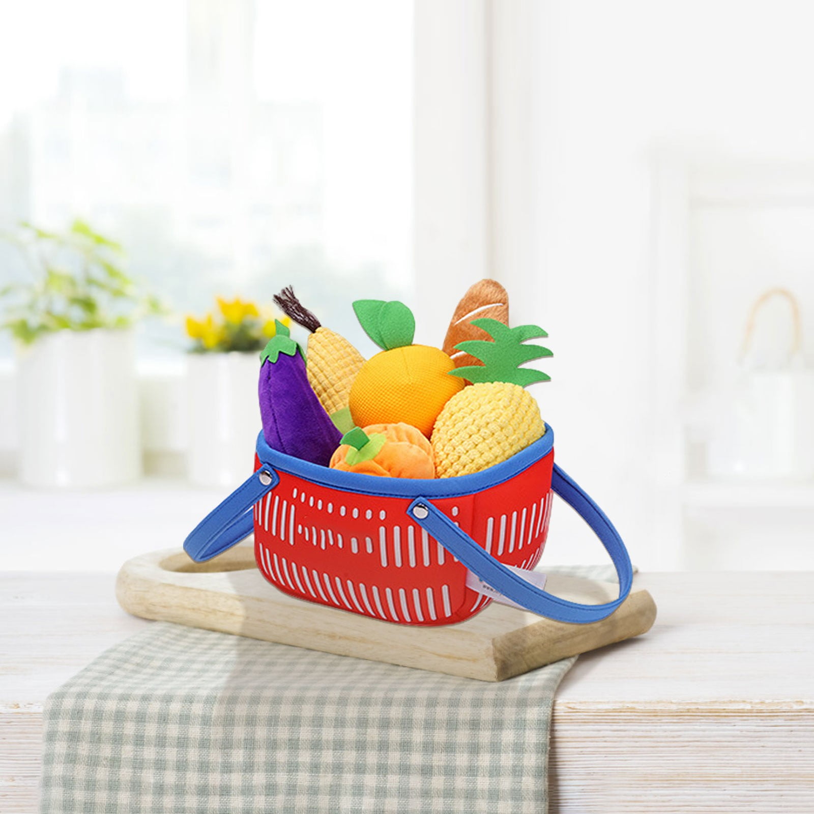 Plush Stuffed Cloth Fruit Food Toy Set for Toddler 1-3, Soft Fruit ...