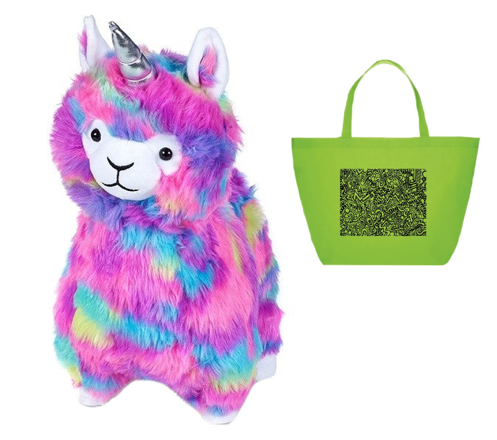 Plush Stuffed Llamacorn & Reusable Tote Bundle Set, Llama Lover ...