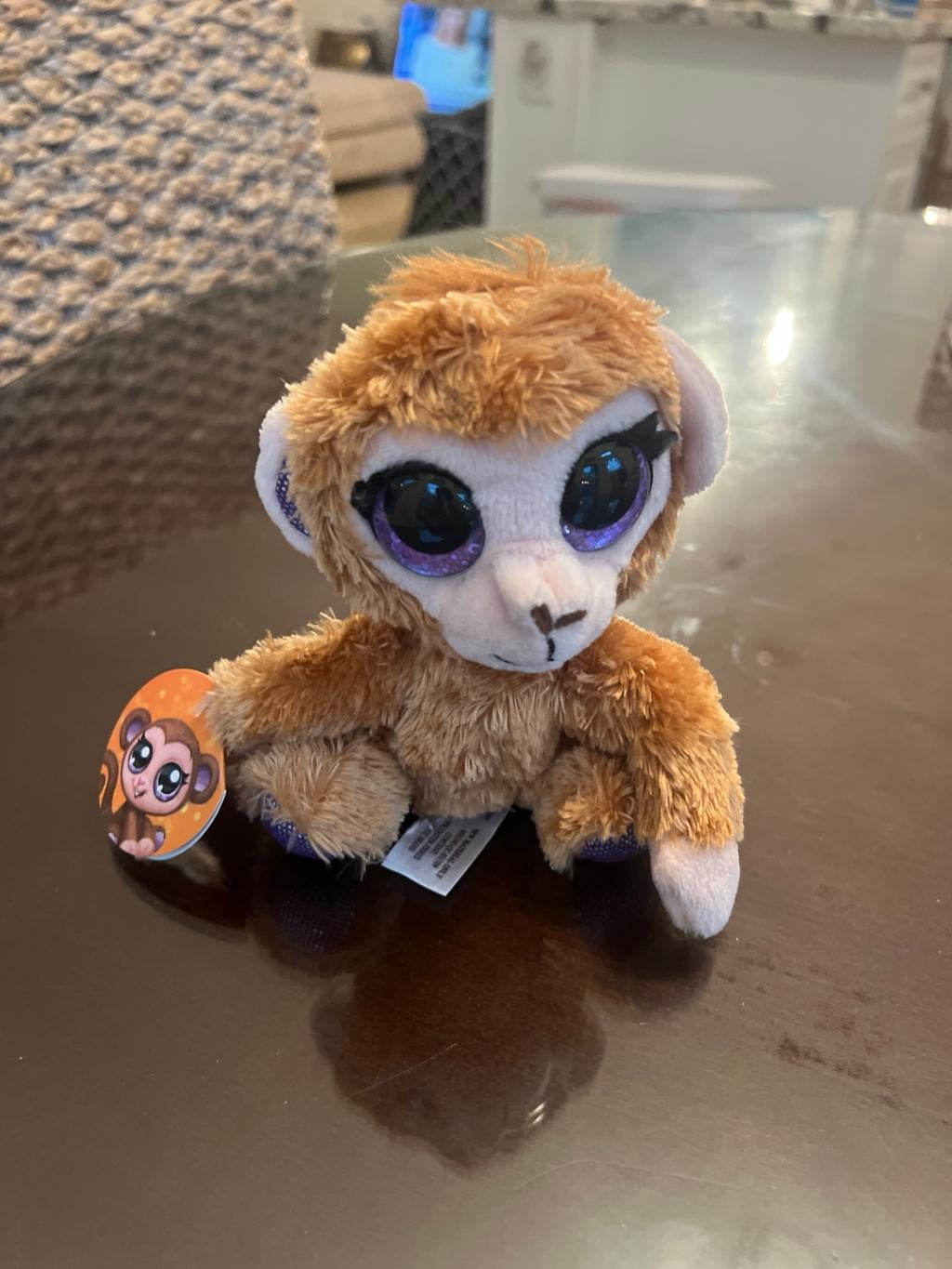 Plush Stuffed Monkey Purple Big Eyes Sleepy Dreamy Plush Long Tail ...