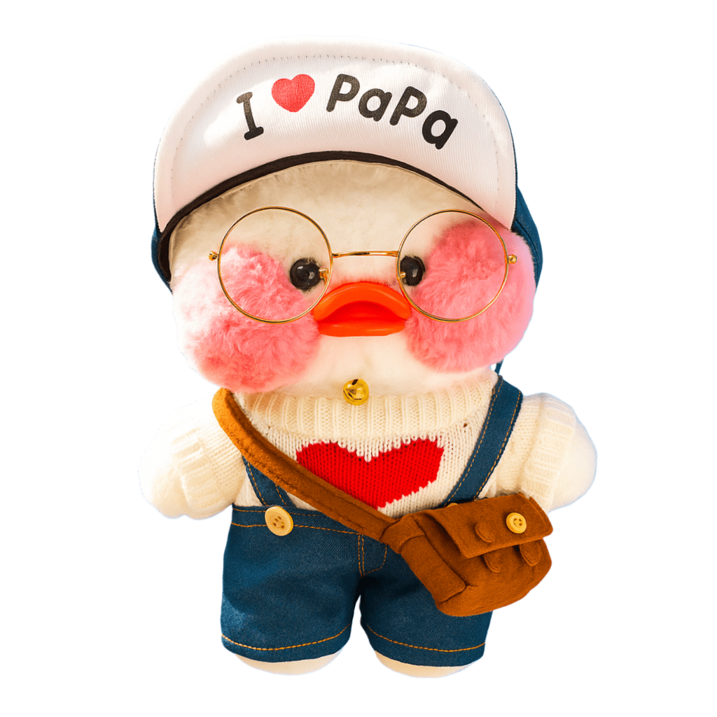 Plush Stuffed Toy, Soft Cute Duck Plush with Pink Hat, Glasses and Knit ...