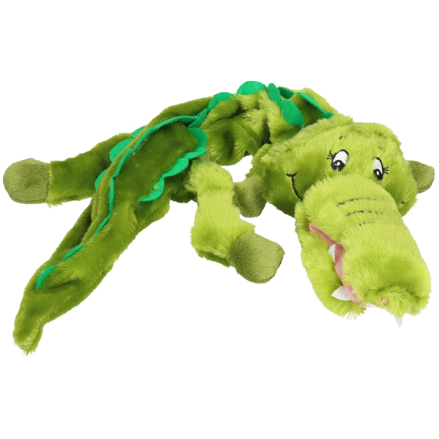 Plush Super Soft Unstuffed Wild Crinkler Alligator Dog Toy With Squeak ...