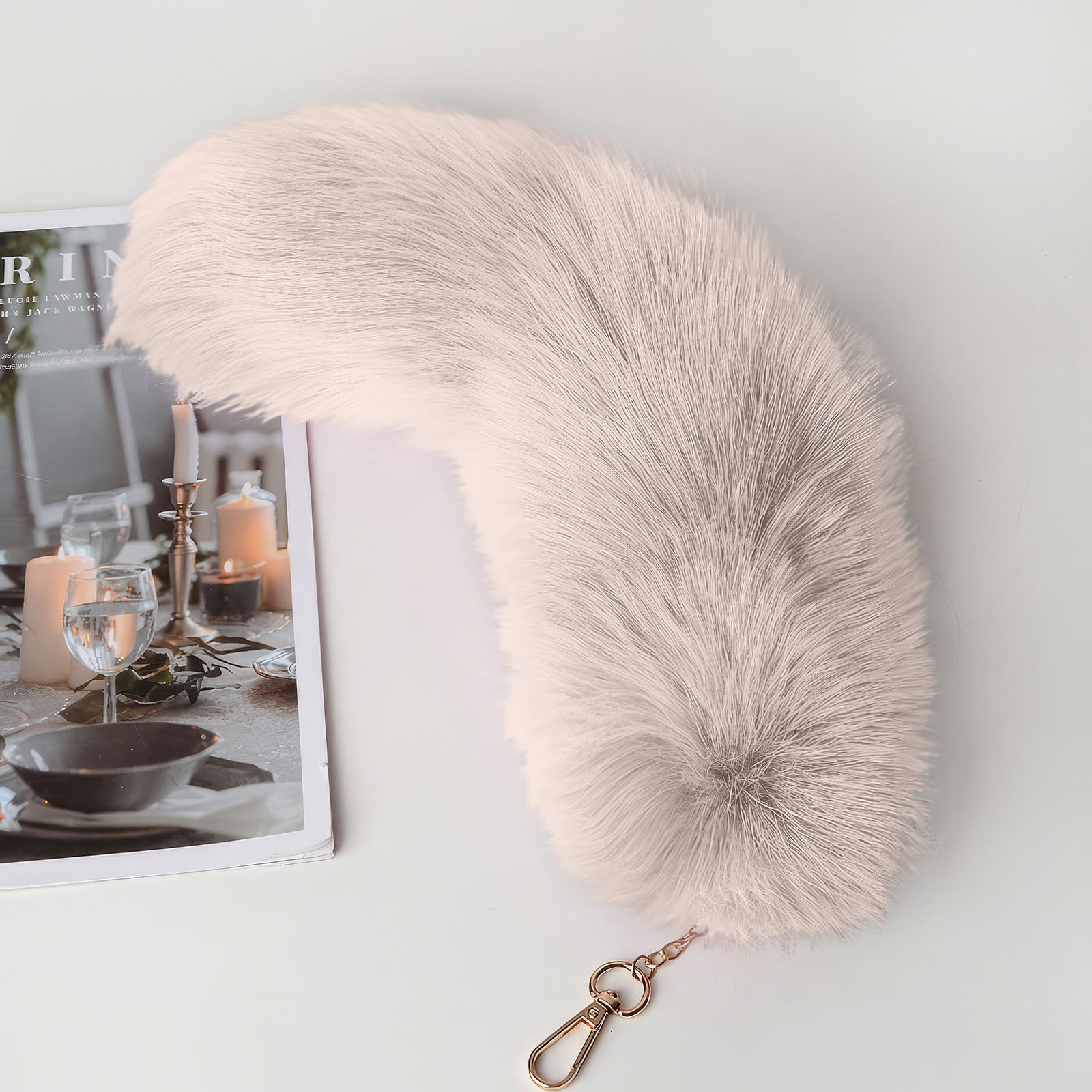 Plush Tail Keychain Role Play Toy Costume Accessory, 12 inch Faux Fur ...