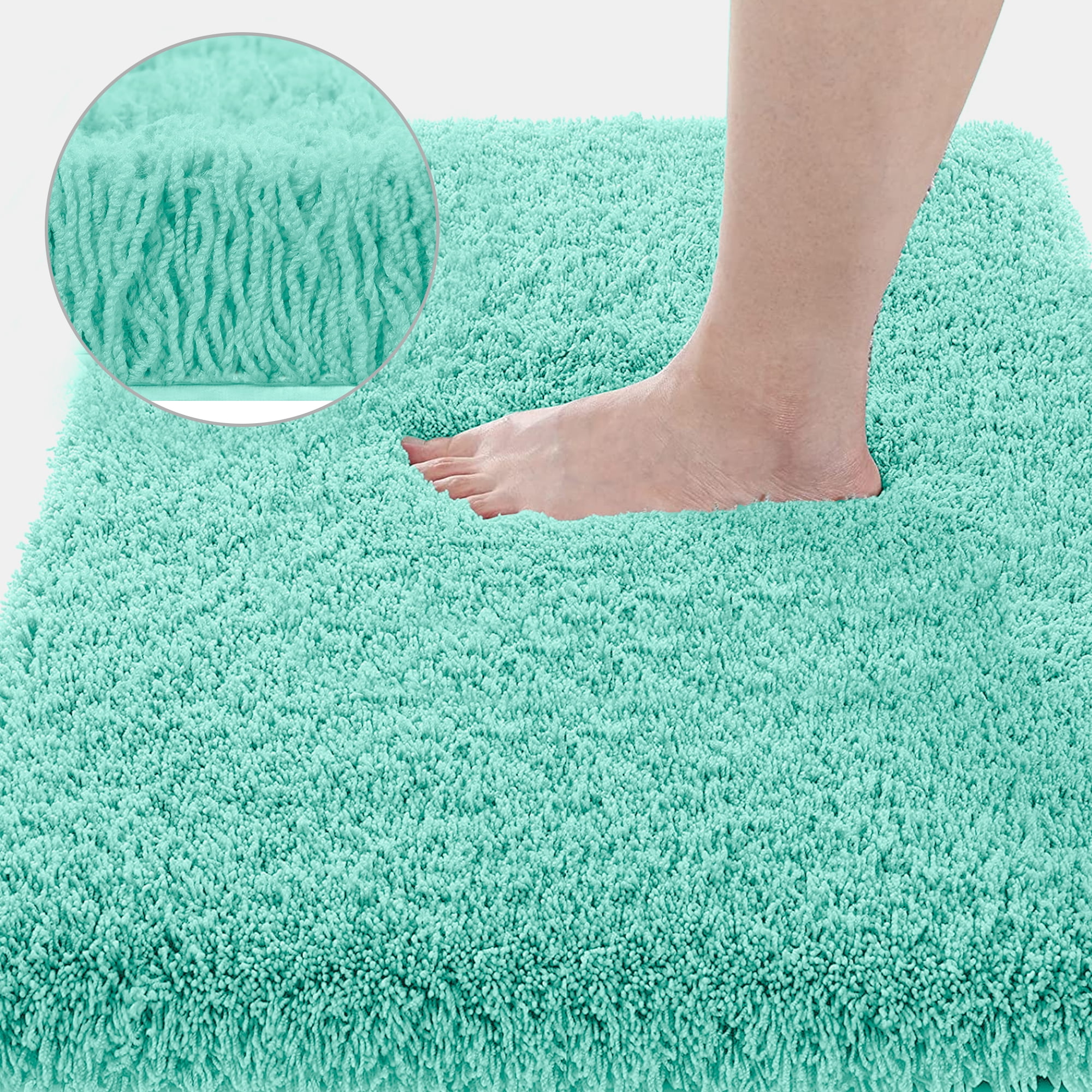 Astarin Plush Thick Bathroom Rugs, Super Soft Bath Mat, 20"×32", Green ...