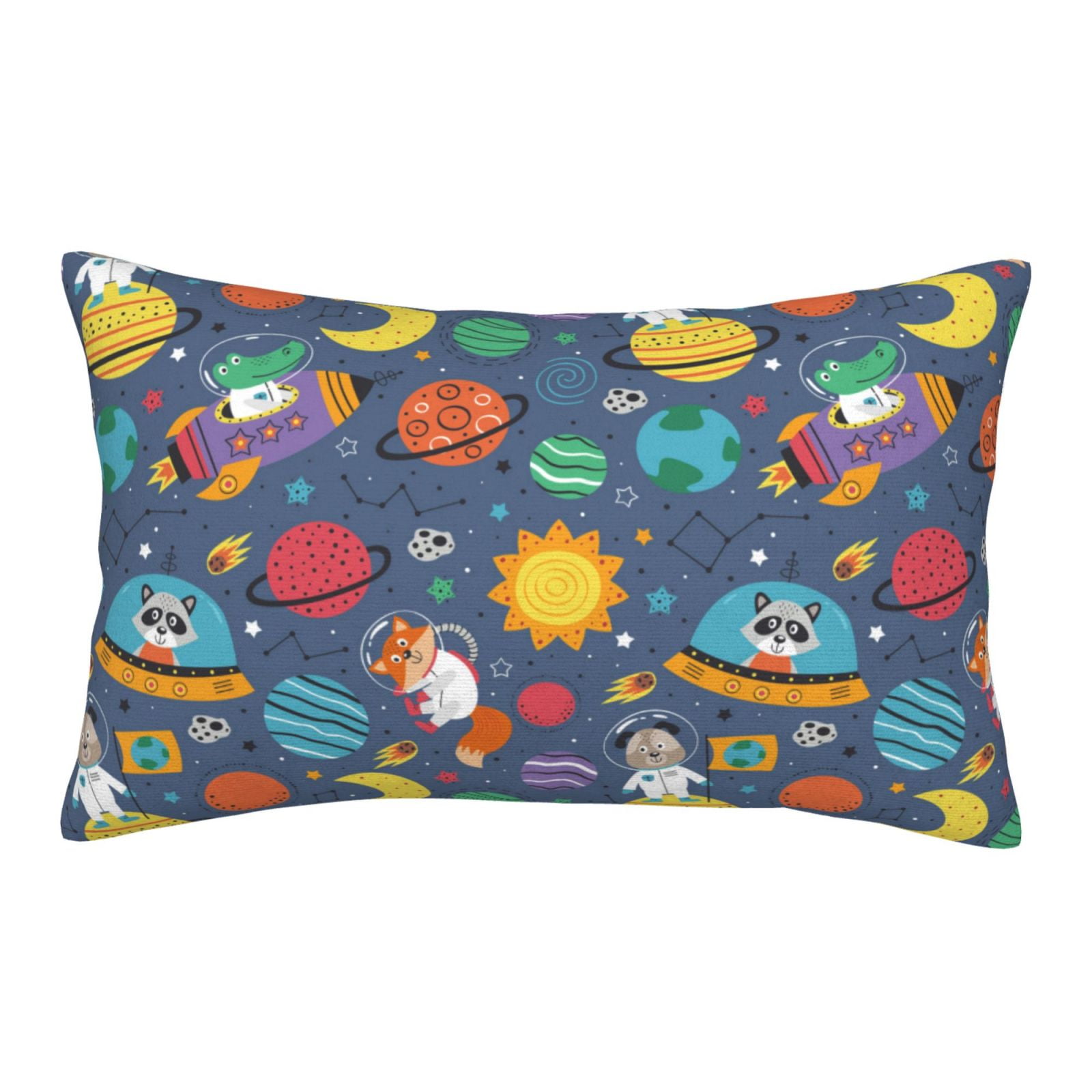 Plush Throw Pillow Covers, Cartoon space Pillow Cases with Invisible ...