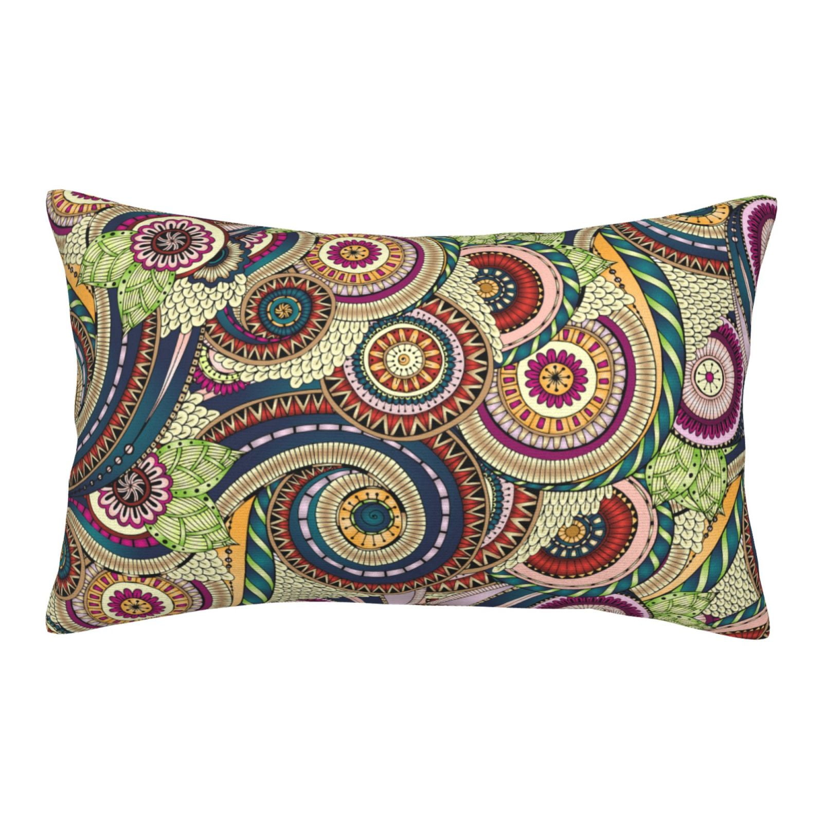 Plush Throw Pillow Covers, Colorful Mandala Spiral Pattern Pillow Cases ...