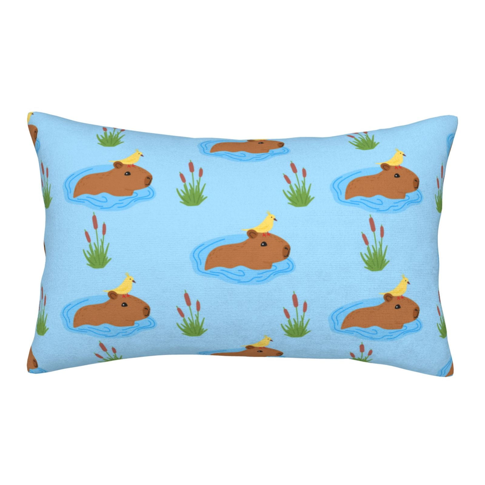 Plush Throw Pillow Covers, Cute Capybaras Bird Pillow Cases with ...