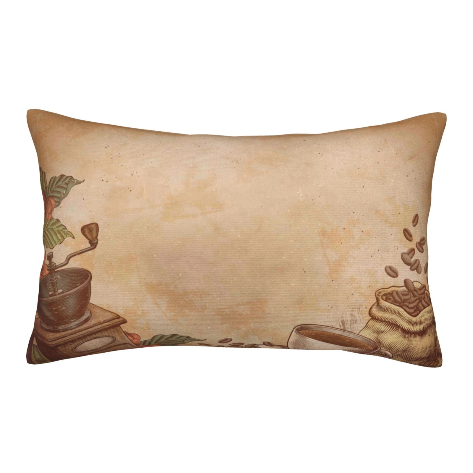 Plush Throw Pillow Covers, Engraved Coffee On Kraft Paper Pillow Cases ...