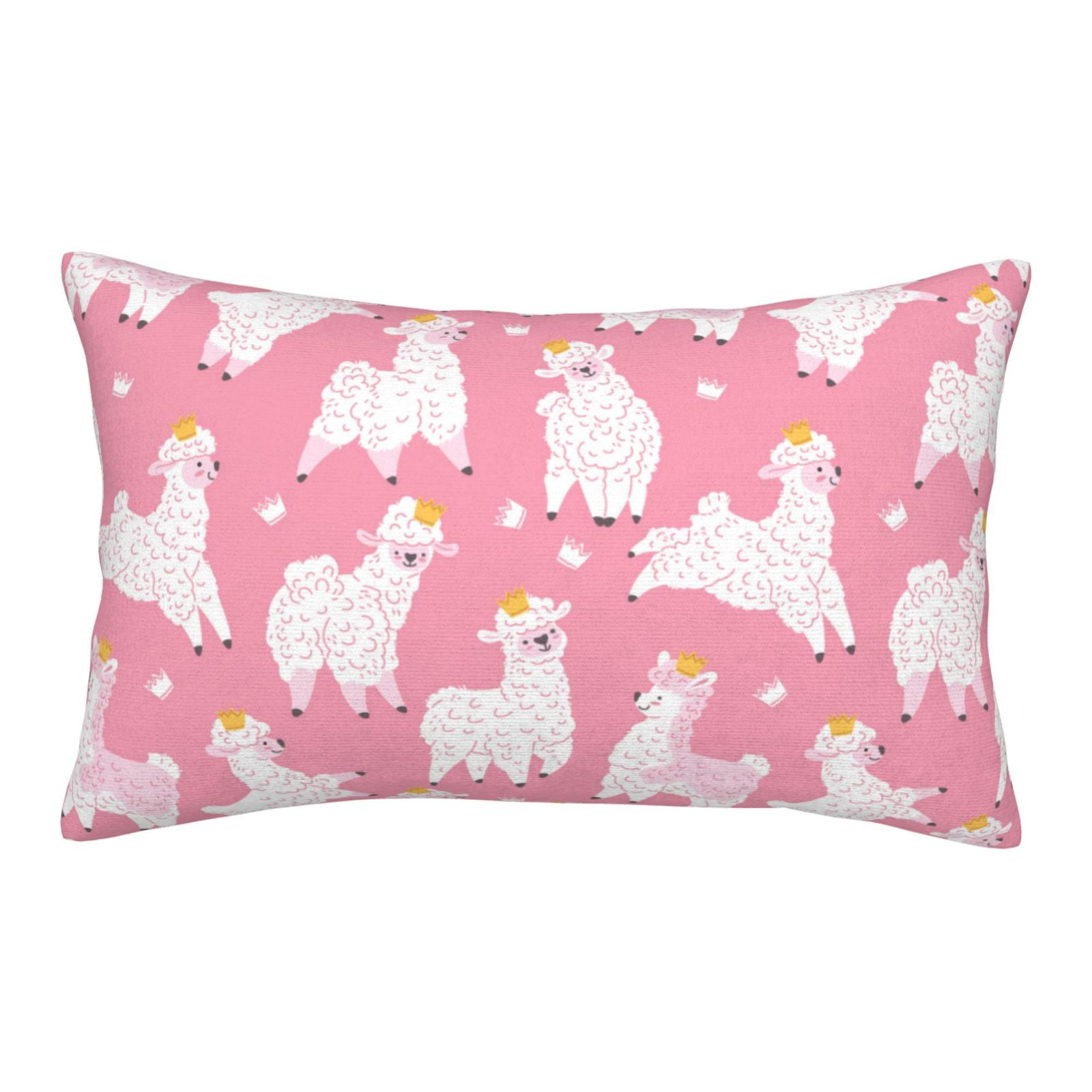 Plush Throw Pillow Covers, Happy Cute Alpaca Crown Pillow Cases with ...