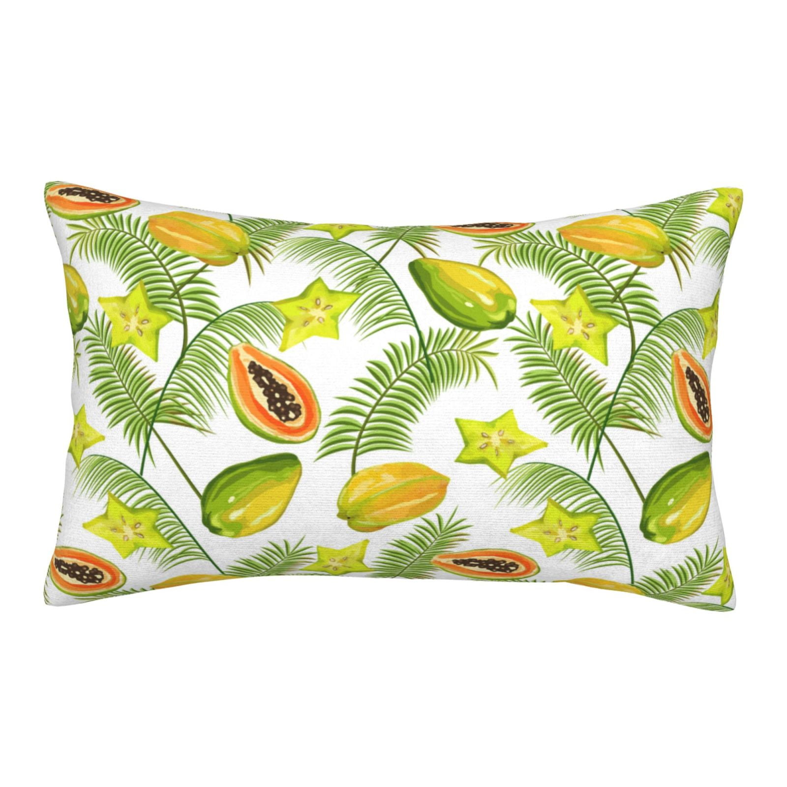 Plush Throw Pillow Covers, Papaya star fruit leaf Pillow Cases with Invisible Zipper, Breathable ...