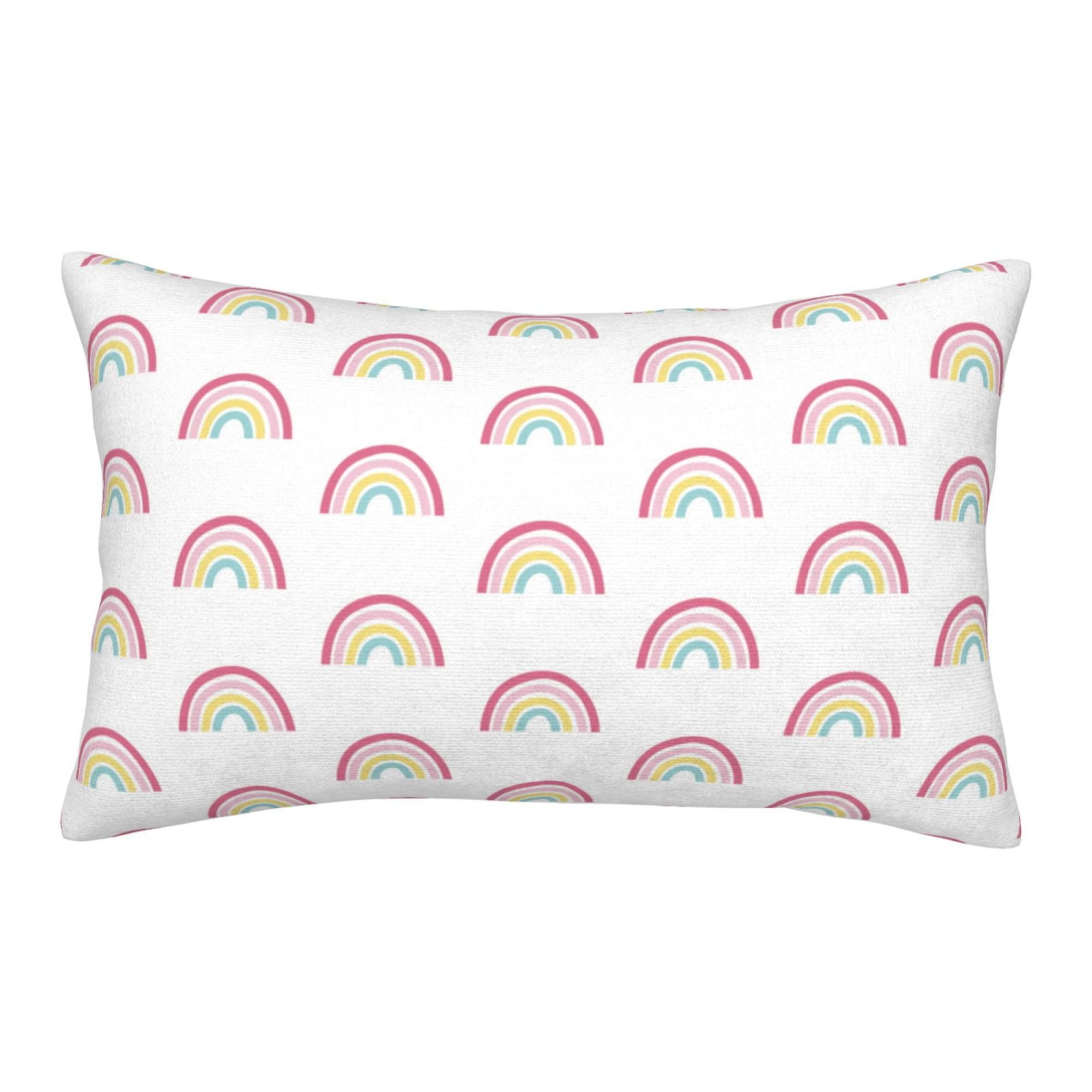 Plush Throw Pillow Covers, Rainbow print Pillow Cases with Invisible ...