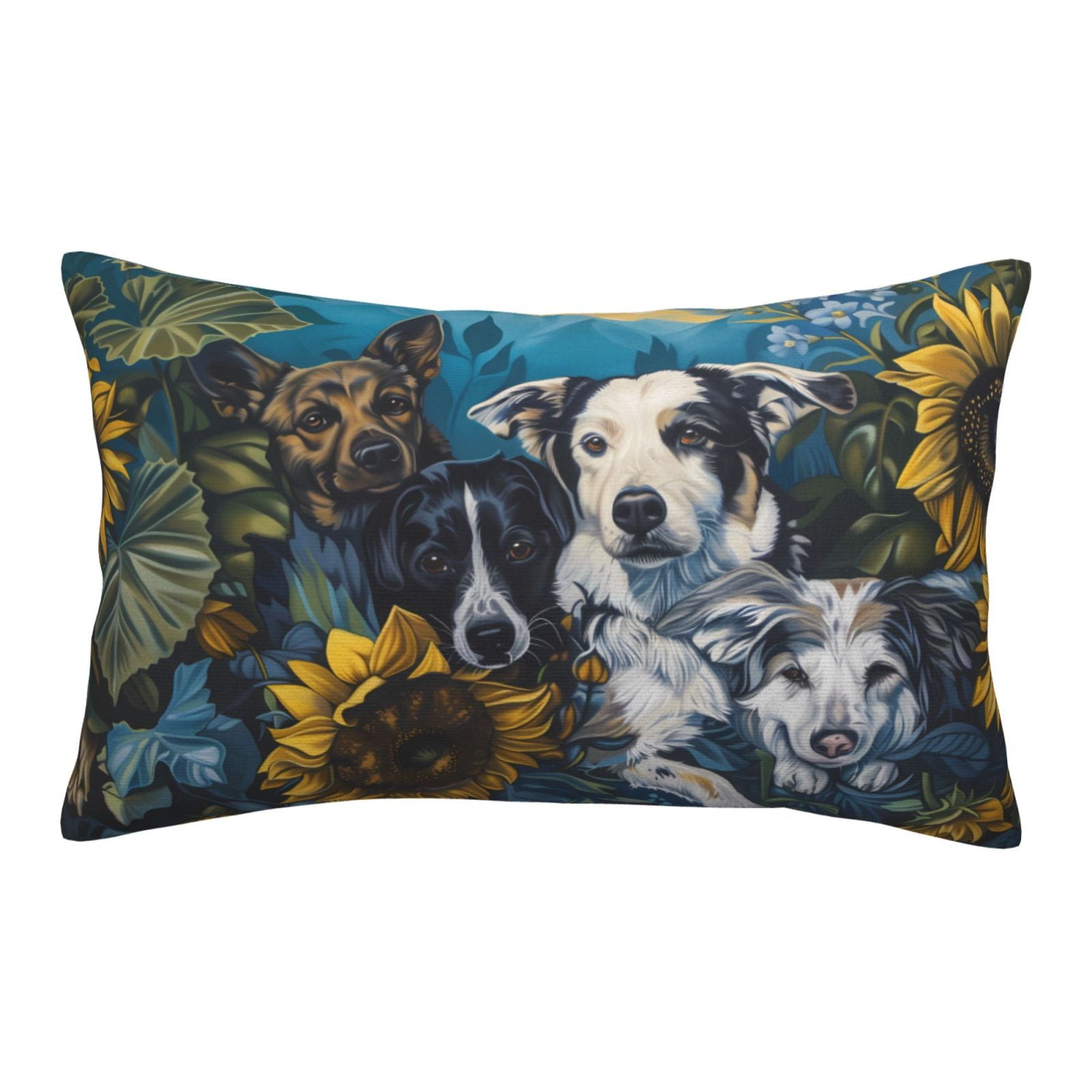 Plush Throw Pillow Covers, Sunset Sunflower Dog Pillow Cases with ...