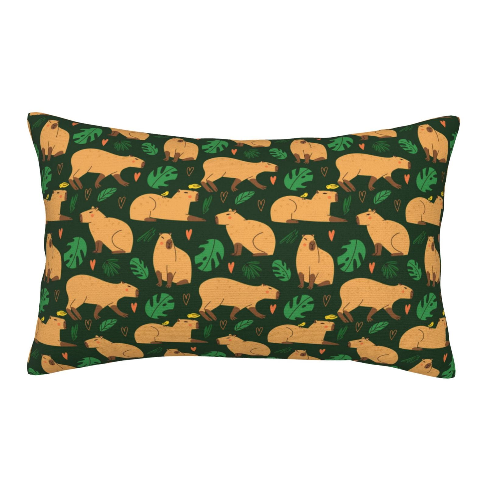 Plush Throw Pillow Covers, Vegetation Capybara Pillow Cases with ...