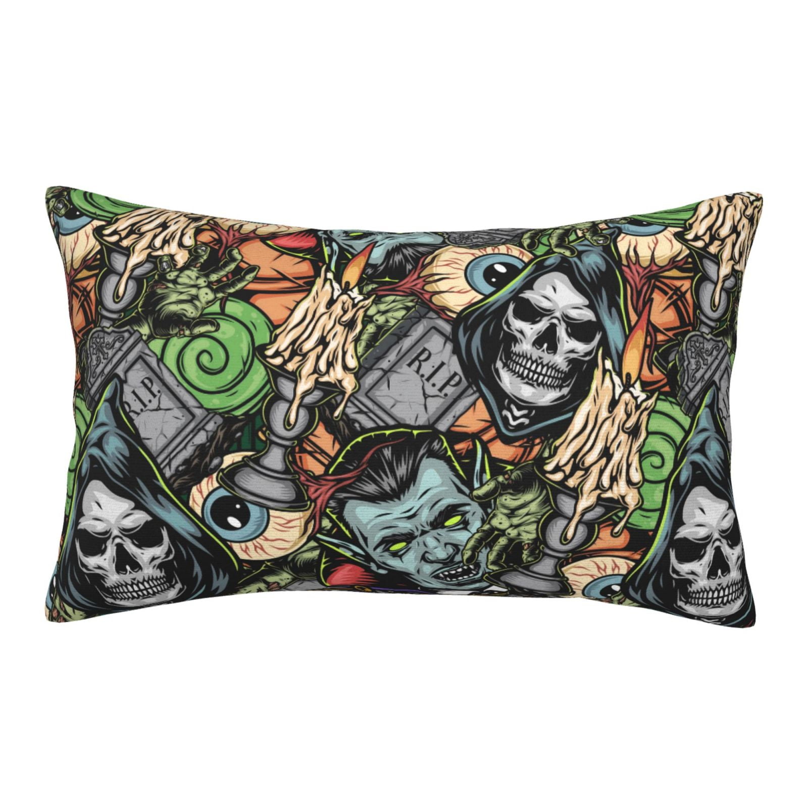 Plush Throw Pillow Covers, Vintage Human Eyes Tombstones Pillow Cases ...