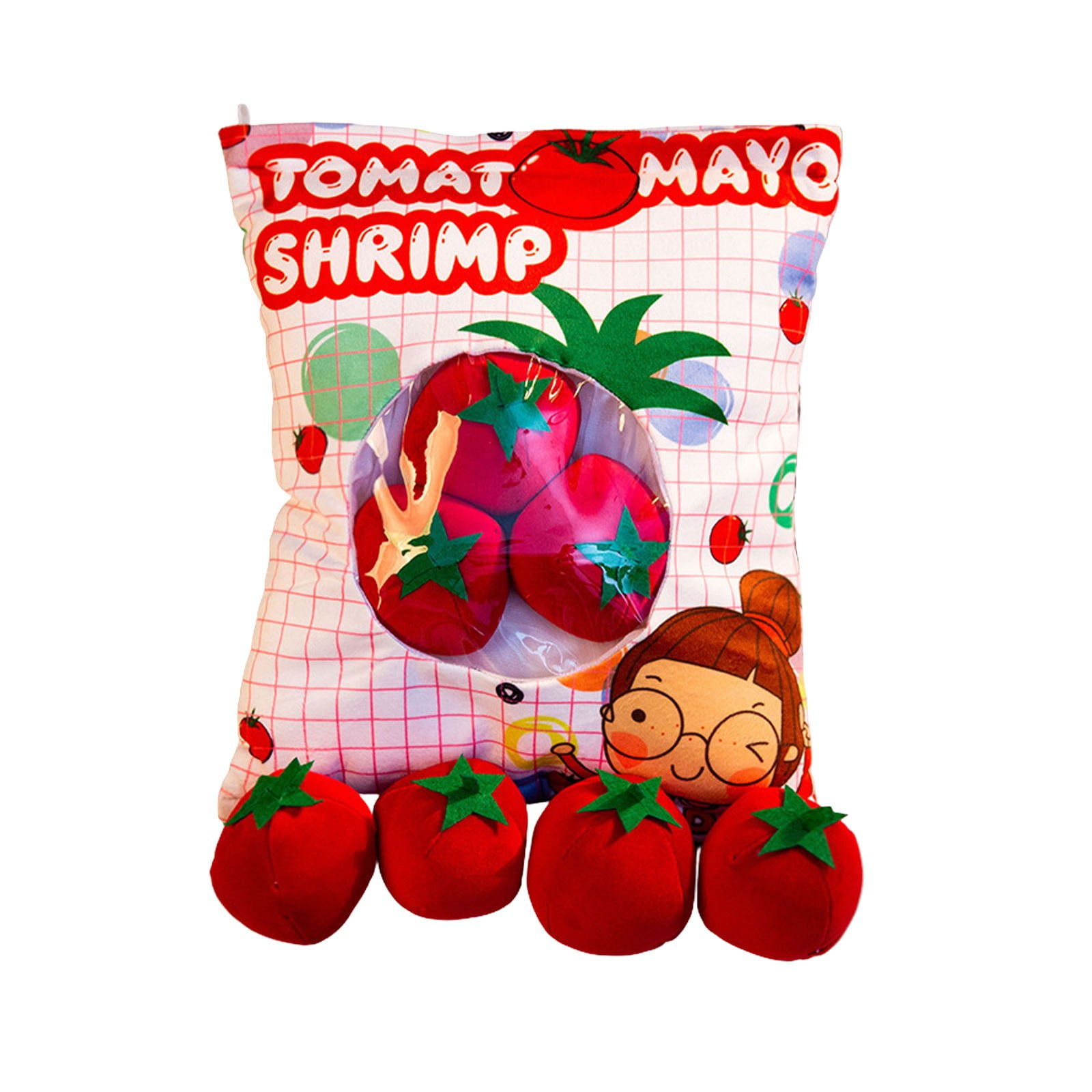 Plush Tomato Shrimp Toy Set Adorable and Soft Stuffed Plushies for Kids ...