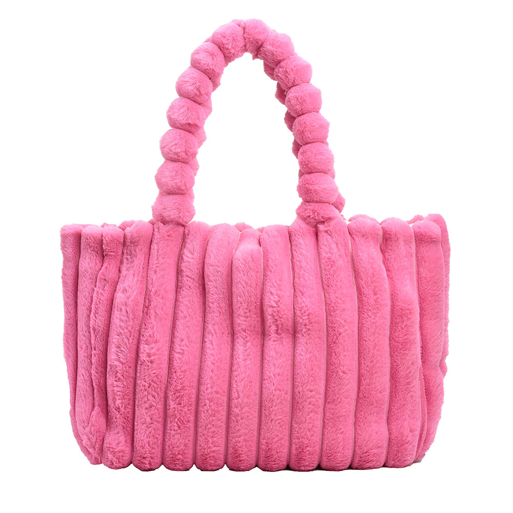 Plush Tote Bag Casual Handbag Fashion Fuzzy Bag for Autumn Winter (Rose ...