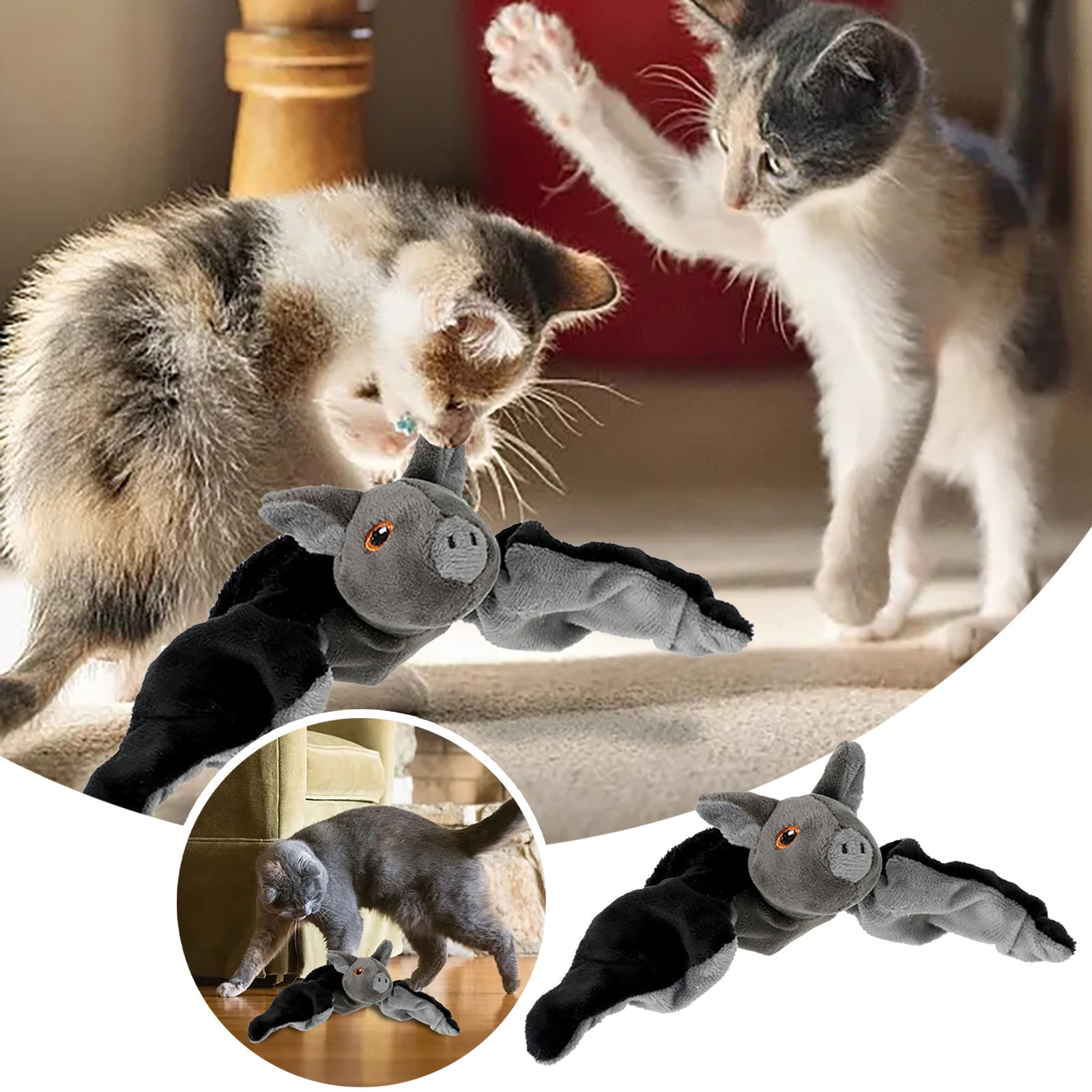 Rechargeable Plush Toy Bat for Cats, Interactive Movable, Beep & Wing ...