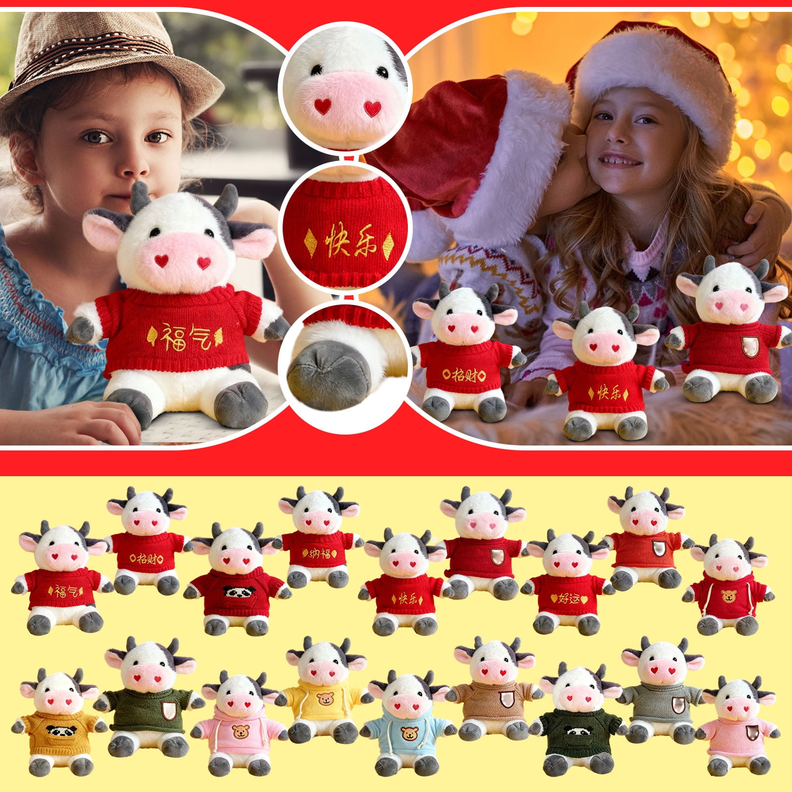 Plush Toy Cow Stuffed Animal, Cute Soft Plushie For Gifting To Teens ...