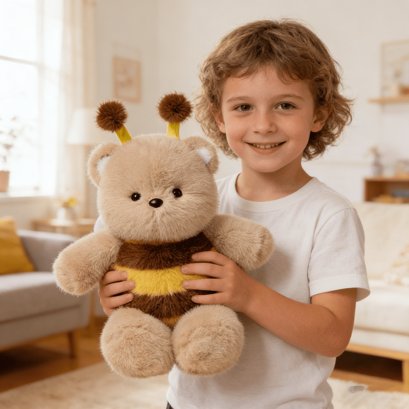 Plush Toy, Cute Stuffed Animal With Bee - Like Design, Soft Fuzzy ...