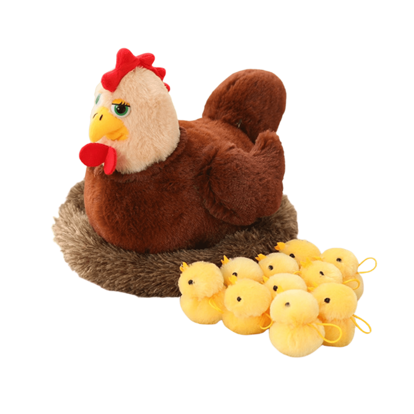 Plush Toy Hen Laying Eggs Dolls Pretend Play Chicken Coop Set Old Hen ...
