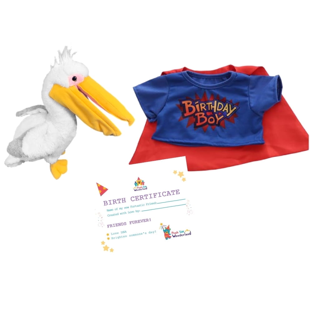 Plush Toy Piper the Pelican with Birthday Hero Boy T Shirt & Birth ...