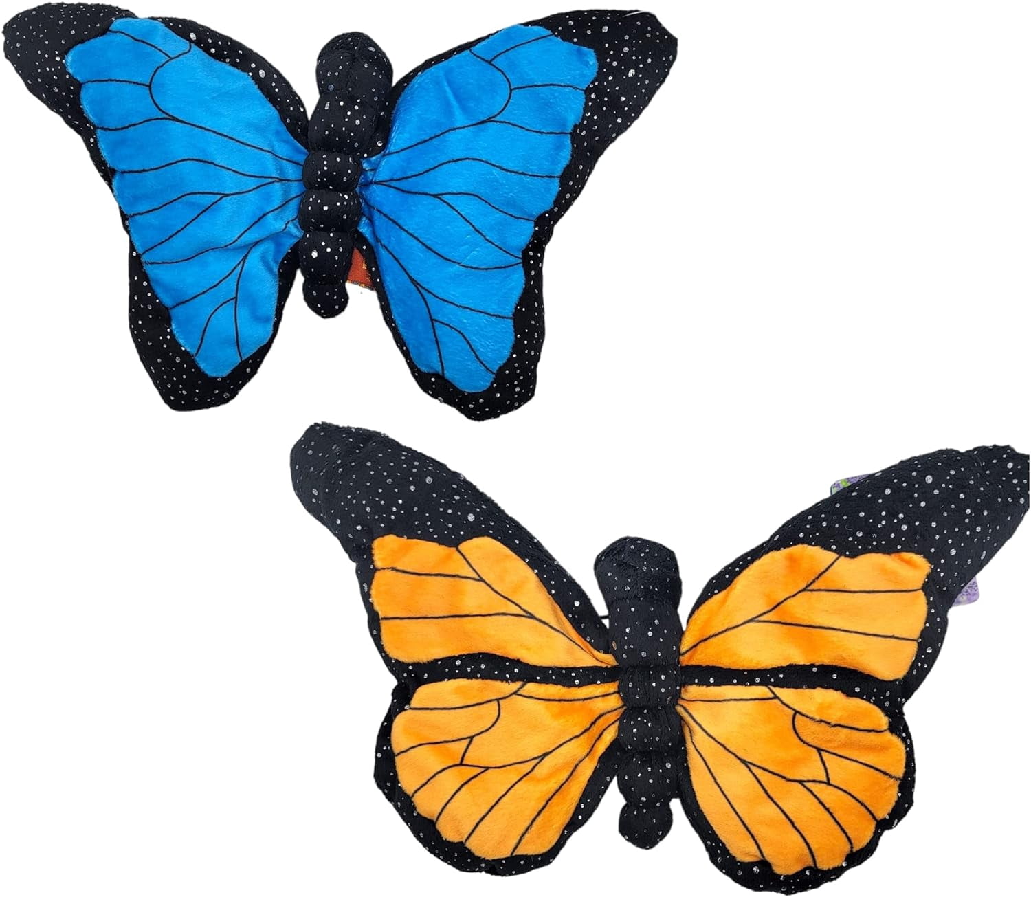 Plush Toy Sparkle Butterflies (2 Butterflies (1 Blue + 1 Orange ...