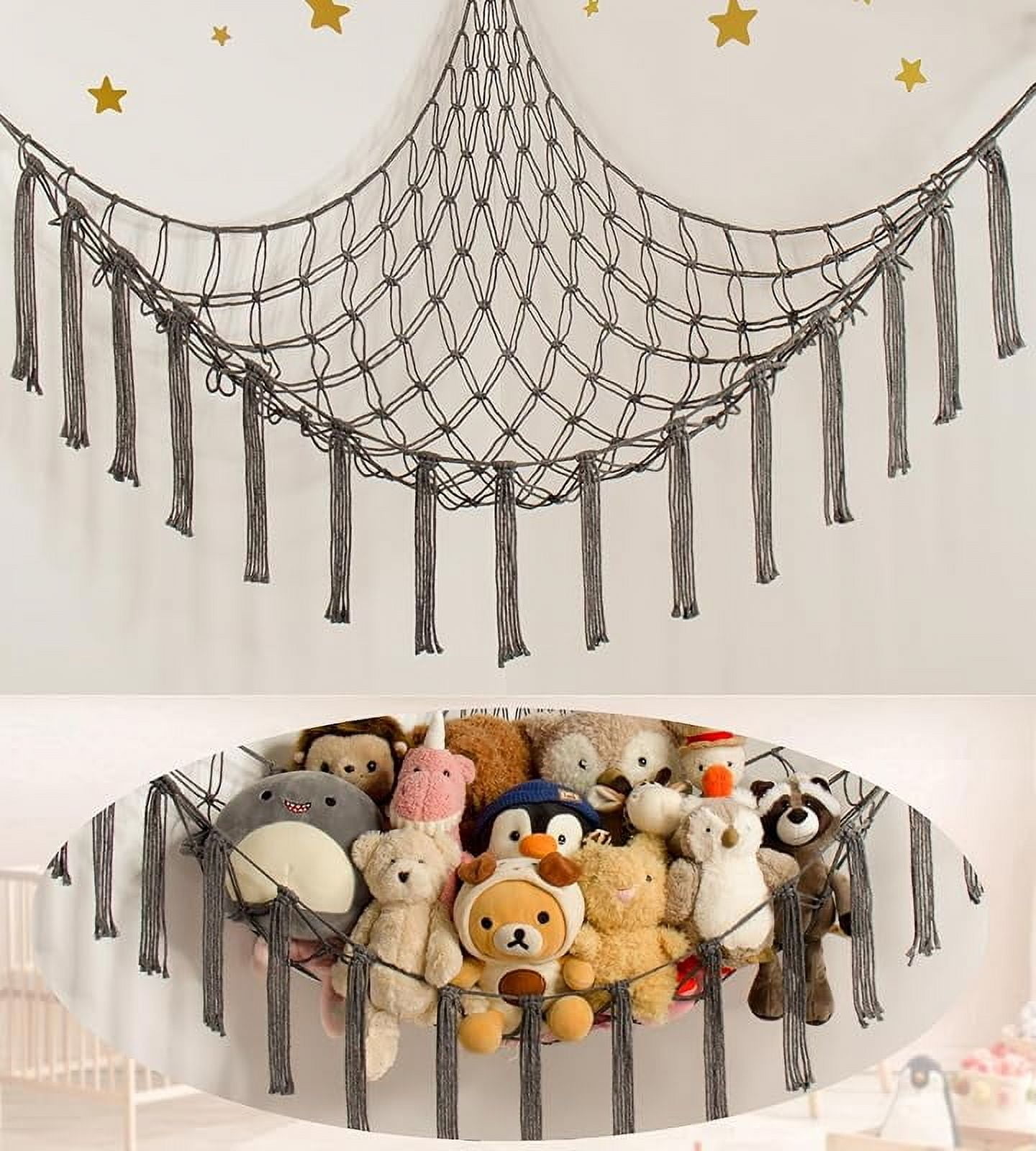 Plush Toy Storage Hammock / Corner Net —— Large Toy Hanging Storage Net ...