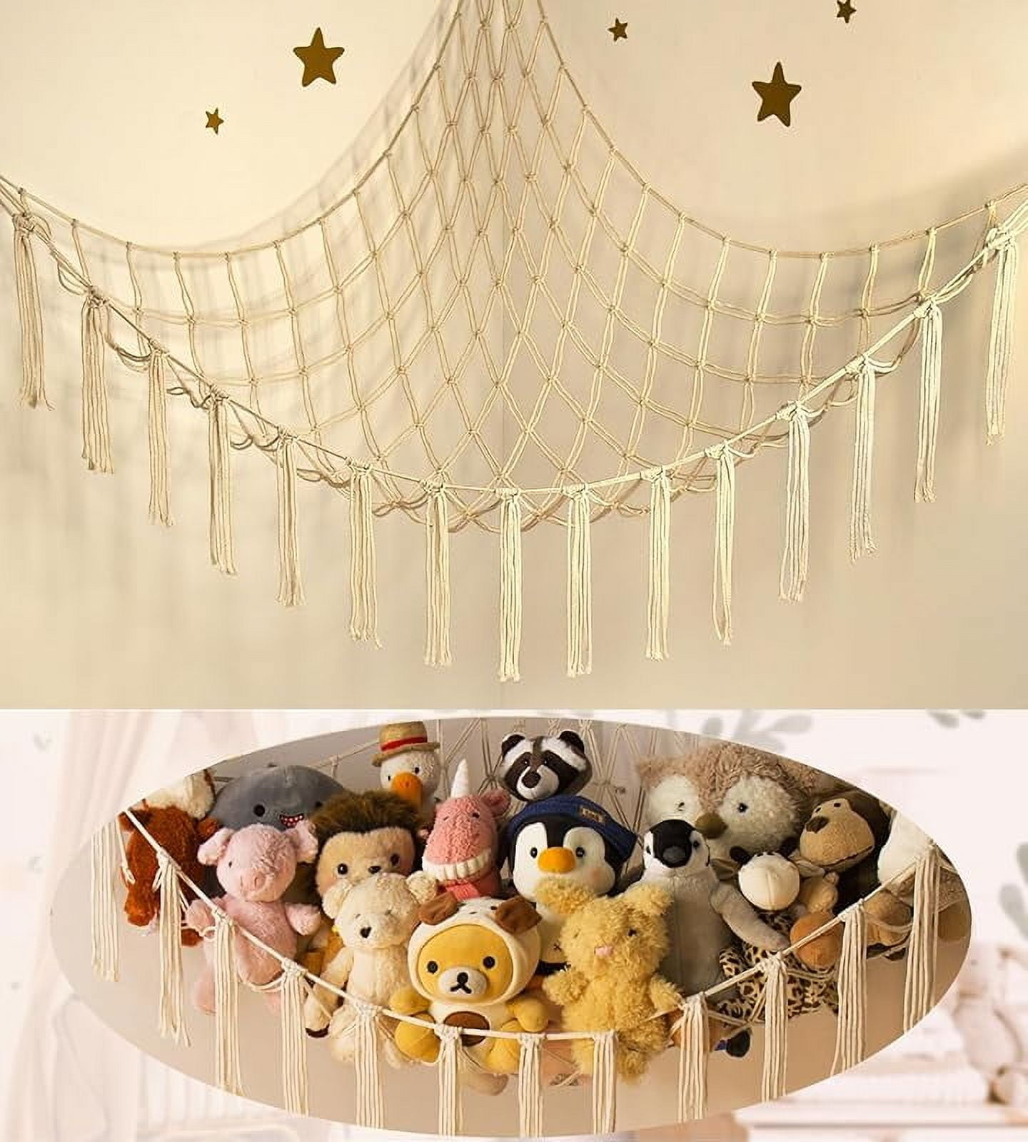 Plush Toy Storage Hammock / Corner Net —— Large Toy Hanging Storage Net ...