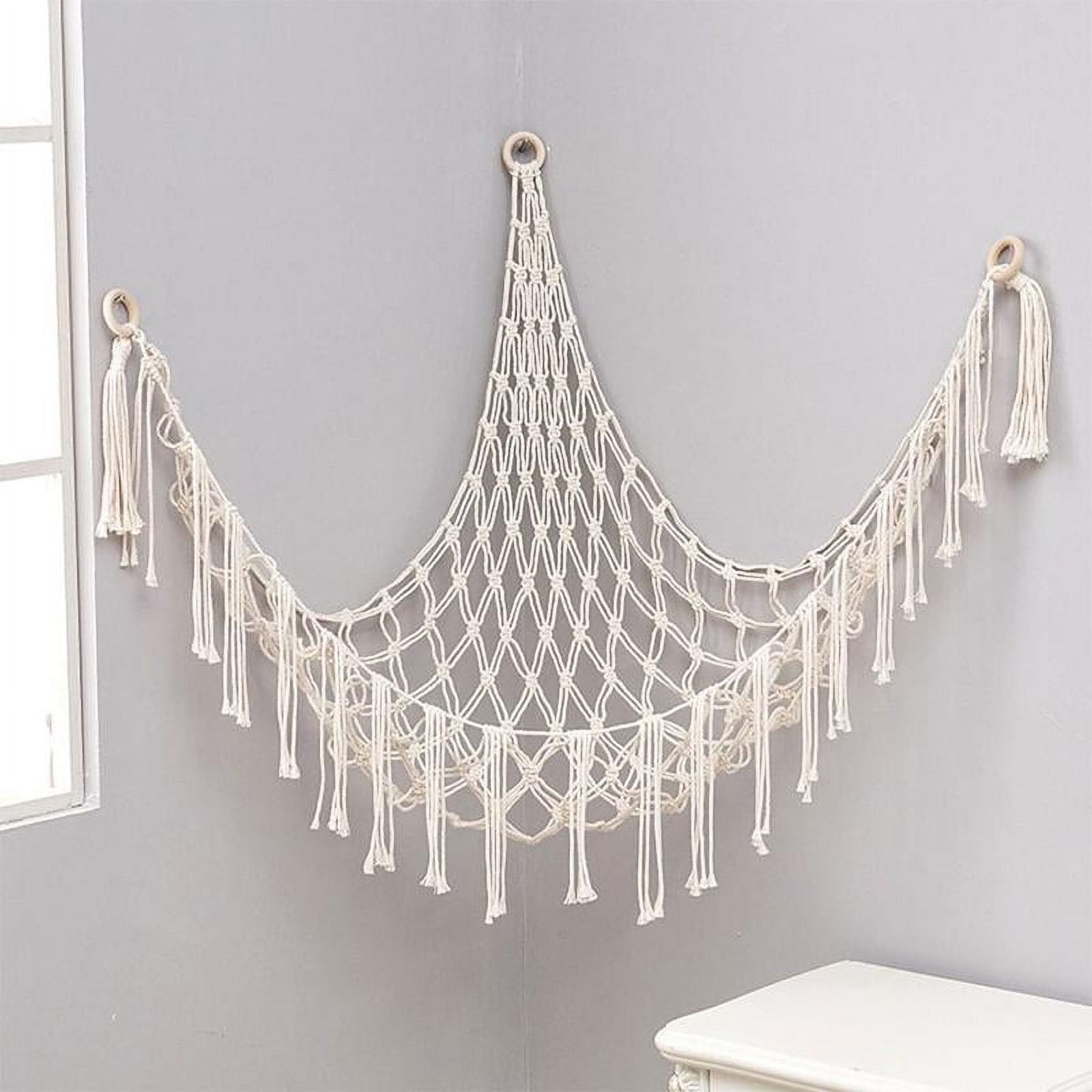 Plush Toy White Decorative Net, 1 Count Hand-woven Rope Wall Mounted ...