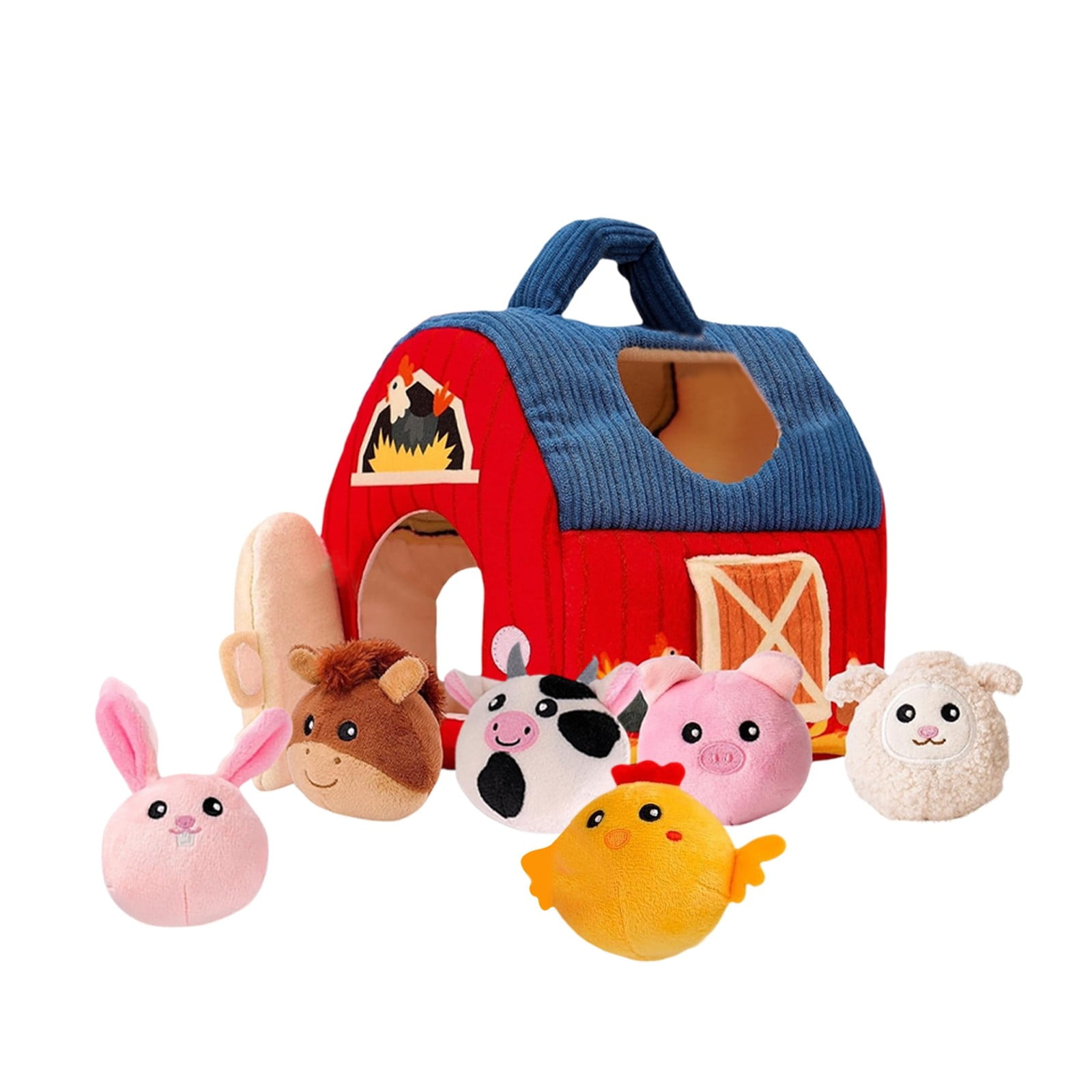 Plush Toys Farm Animals Playset for 0-6 6-12 Months, Baby Toys for ...