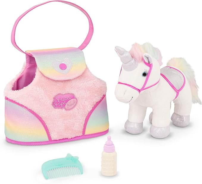 Plush Unicorn – Stuffed Animal – Carrier Bag – Comb & Bottle – Kids 3 ...