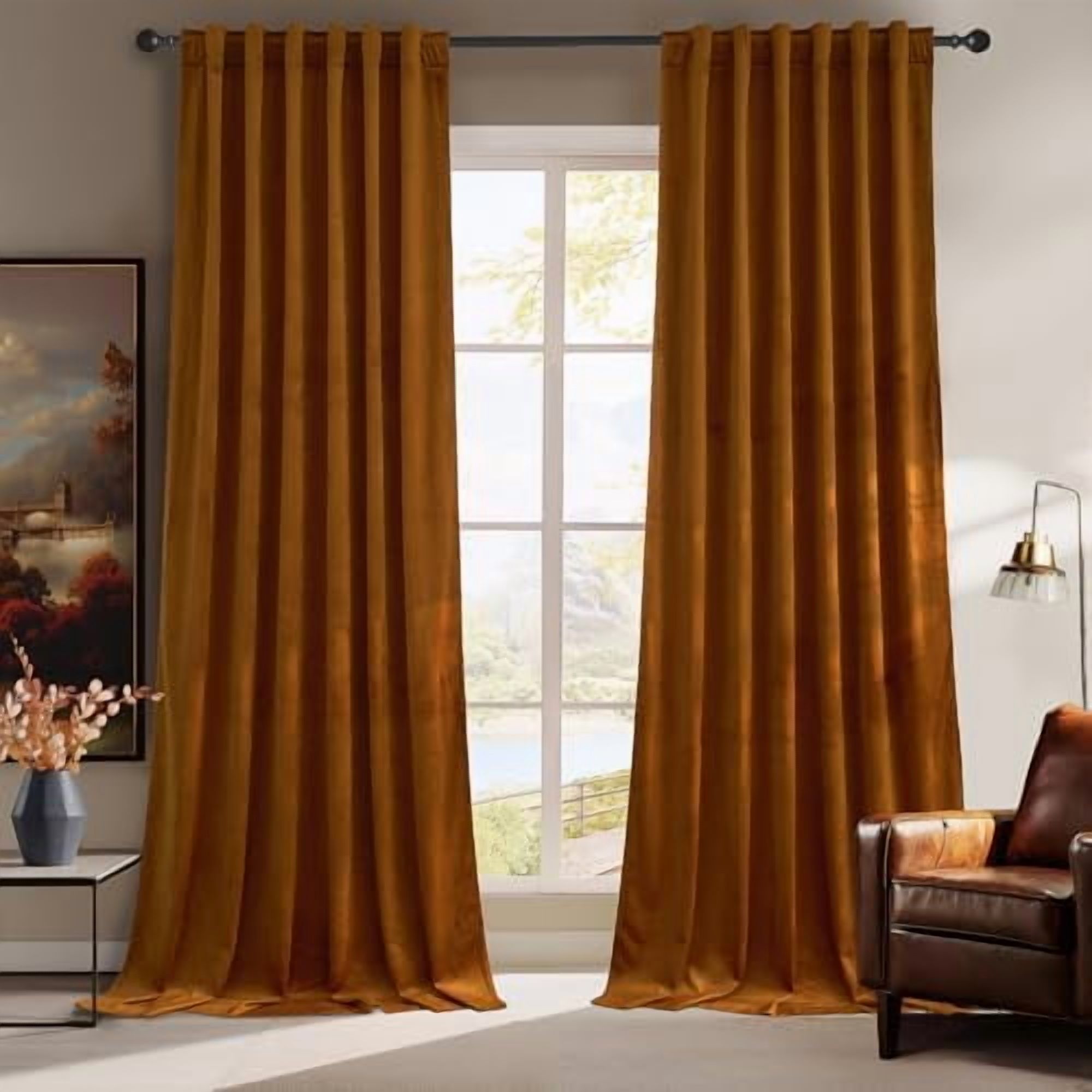 Plush Velvet Curtains, Heavy Duty Back Tab Decorative Window Drapes ...