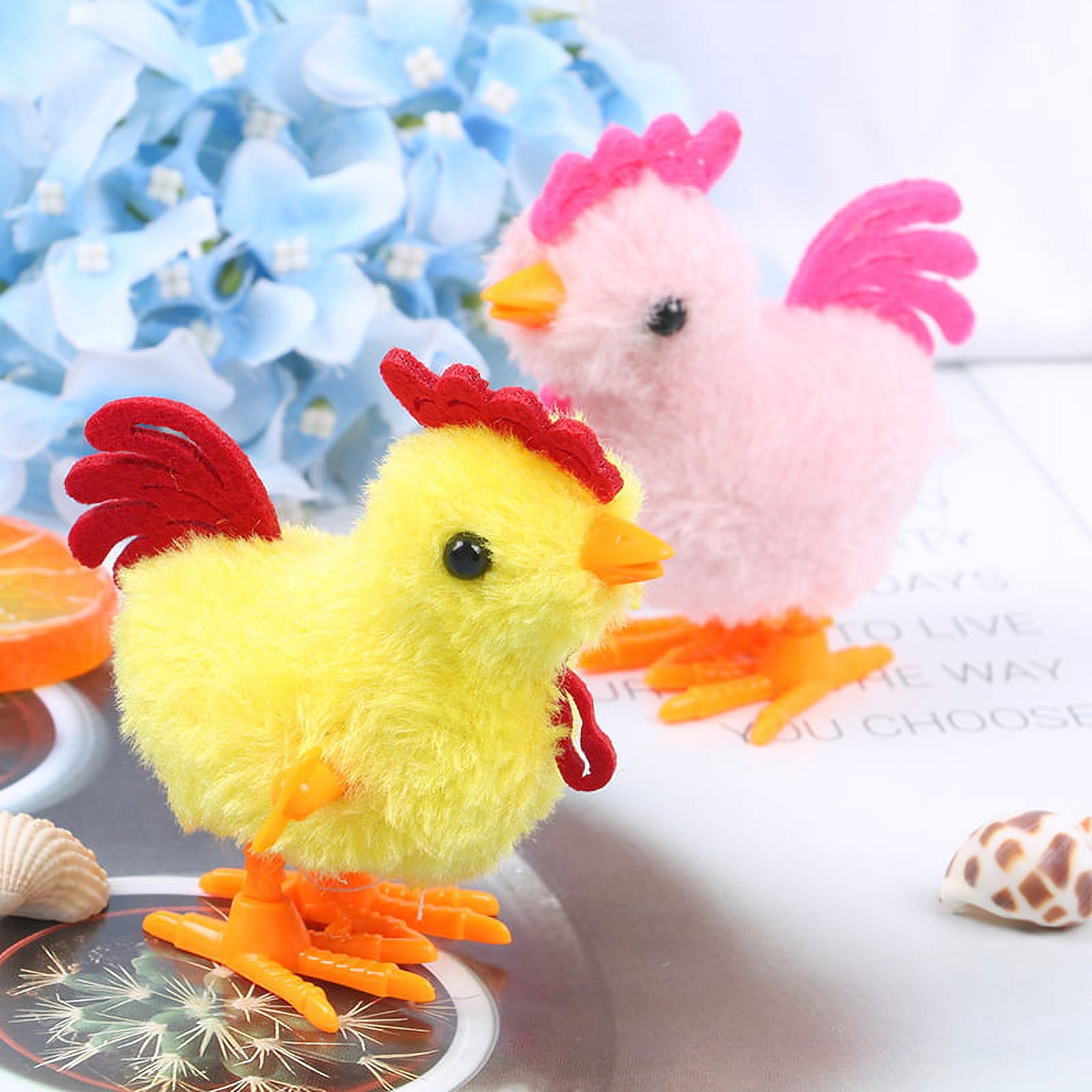 Plush Wind Up Chicken Kids Educational Toy Clockwork Jumping Walking ...
