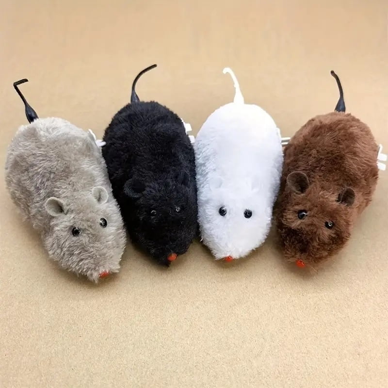 Plush Wind-Up Mechanical Mice Toy Set, Clockwork Fake Mouse Prank ...