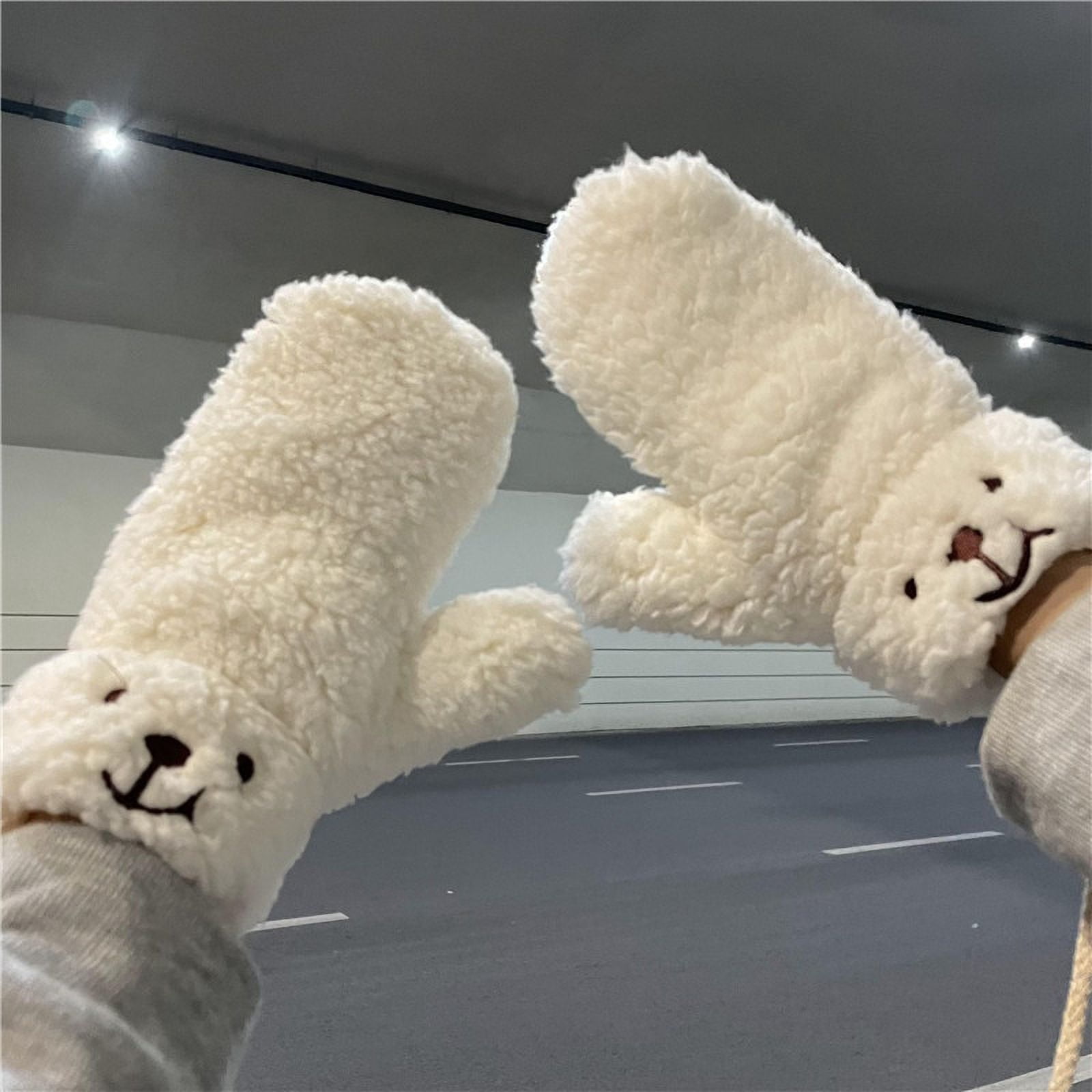 Plush Women Mittens Bear Soft Fleece Gloves Winter Warm Thicken ...