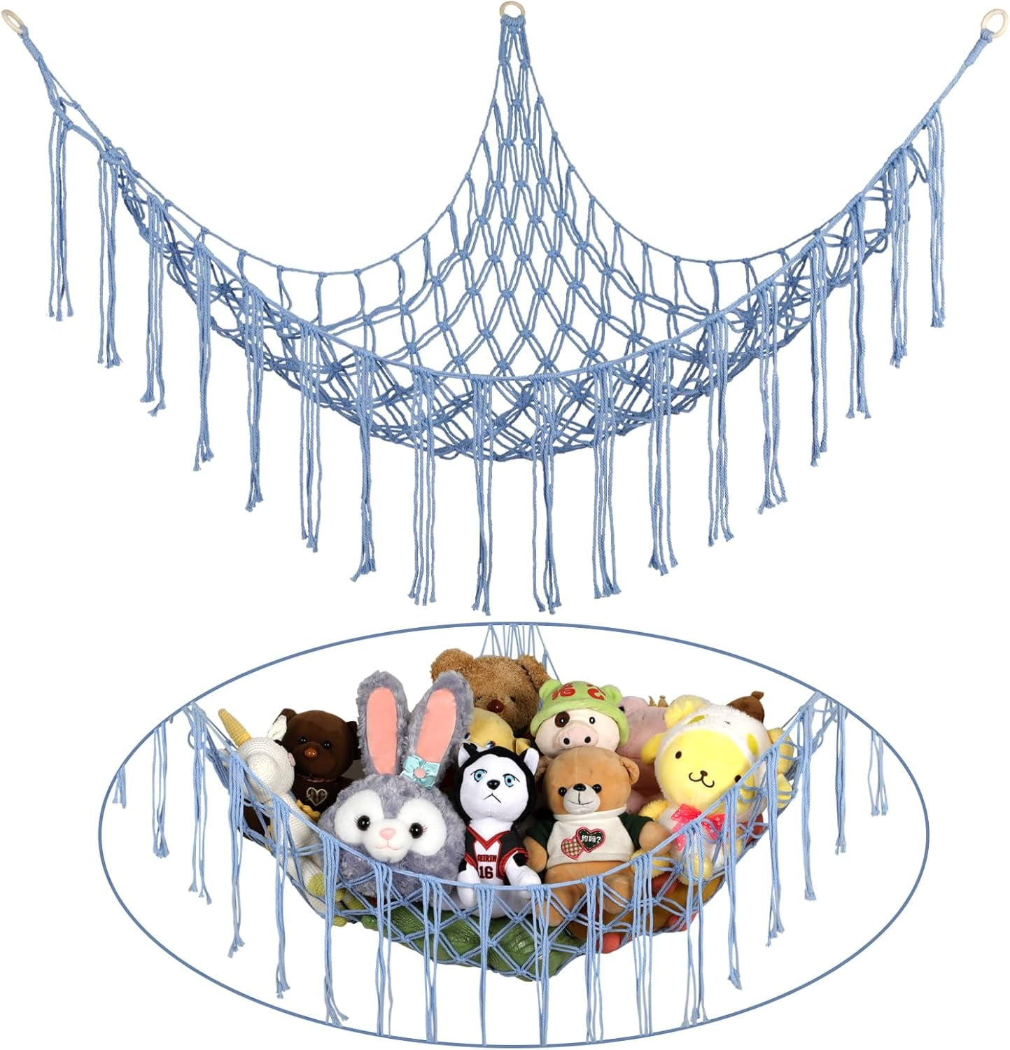 Plush toy hammock corner, hand woven large plush toy mesh hammock, cute ...
