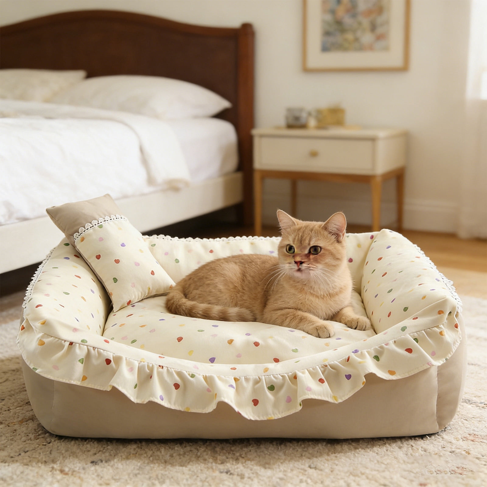 Plushes Princess Bed for Small Dogs Soft Cuddler Pet Bed for Toy Breeds ...