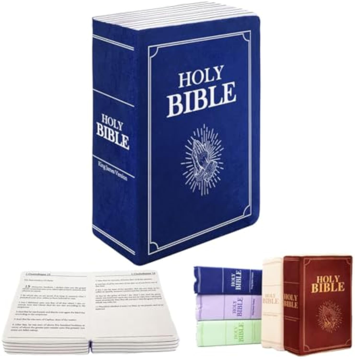 Plushie Bible Pillow, Cozy Faith Book Plush That Opens, Home Holy Shape ...