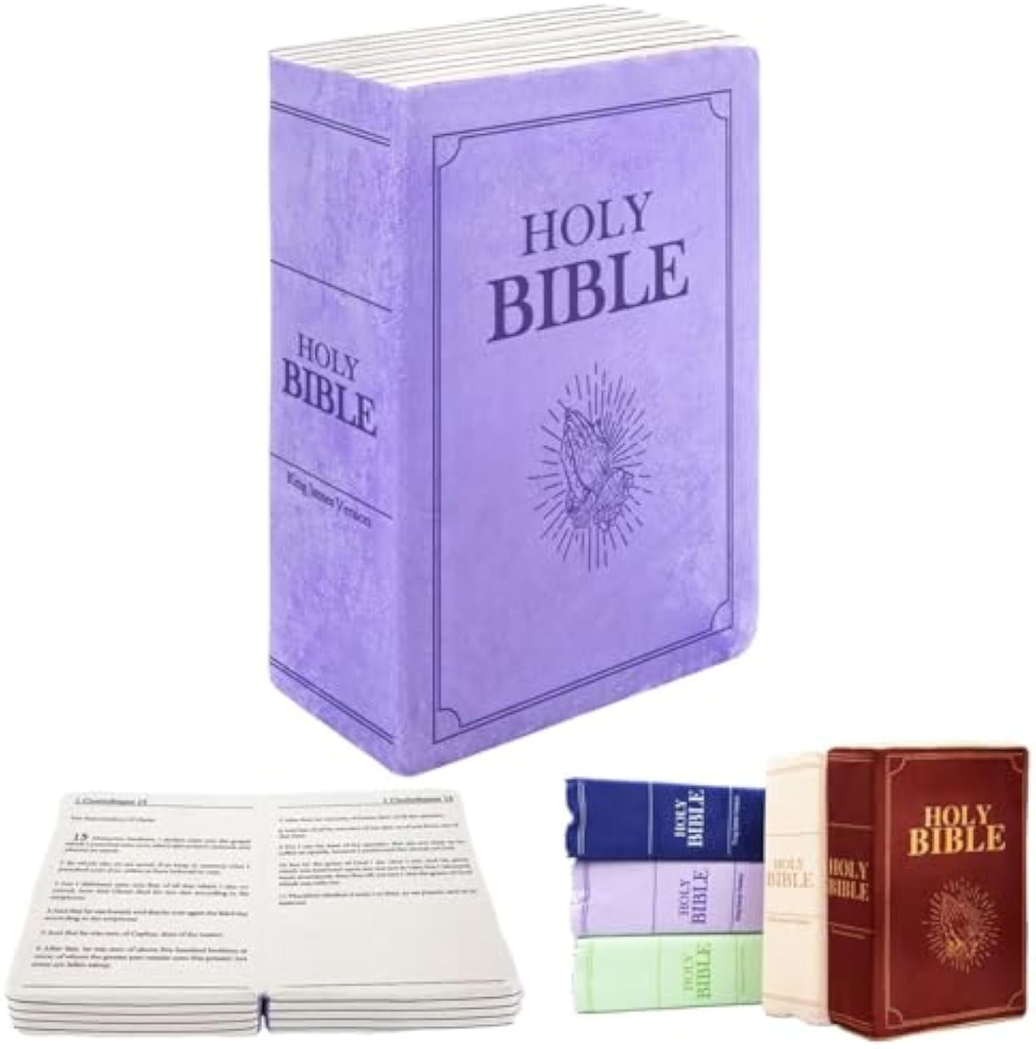 Plushie Bible Pillow, Cozy Faith Book Plush That Opens, Home Holy Shape ...