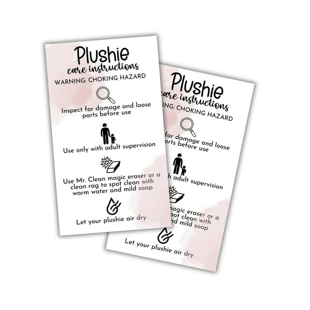 Plushie Crochet Stuffed Animal Care Instructions Card 50 pk 3.5x2 ...