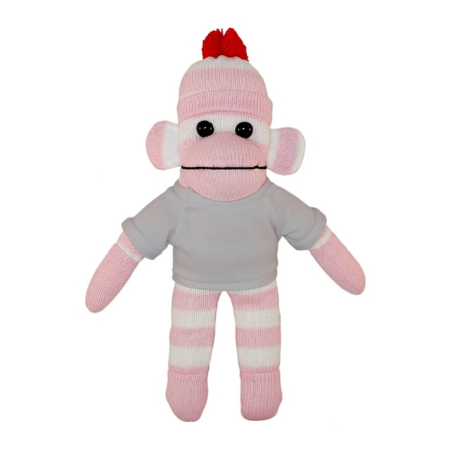 Plushland 10 Inch Floppy Pink Sock Monkey Plush Stuffed Animal ...