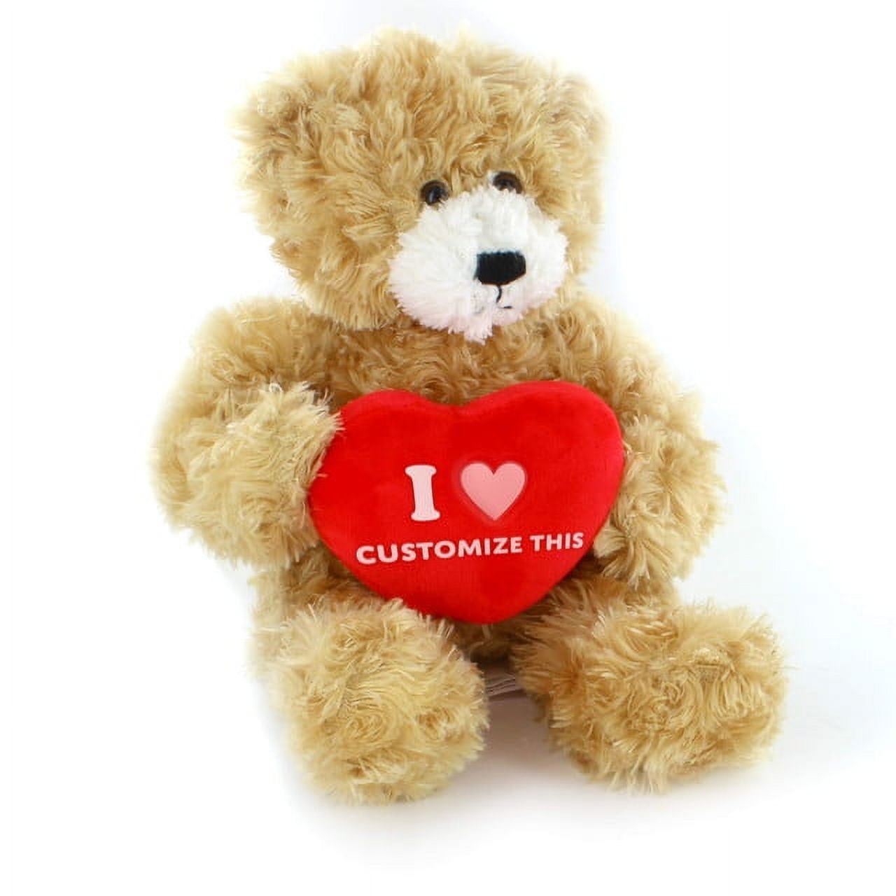 Plushland Brandon Bear 12 Inches with Custom Heart, Cream Teddy Bear ...