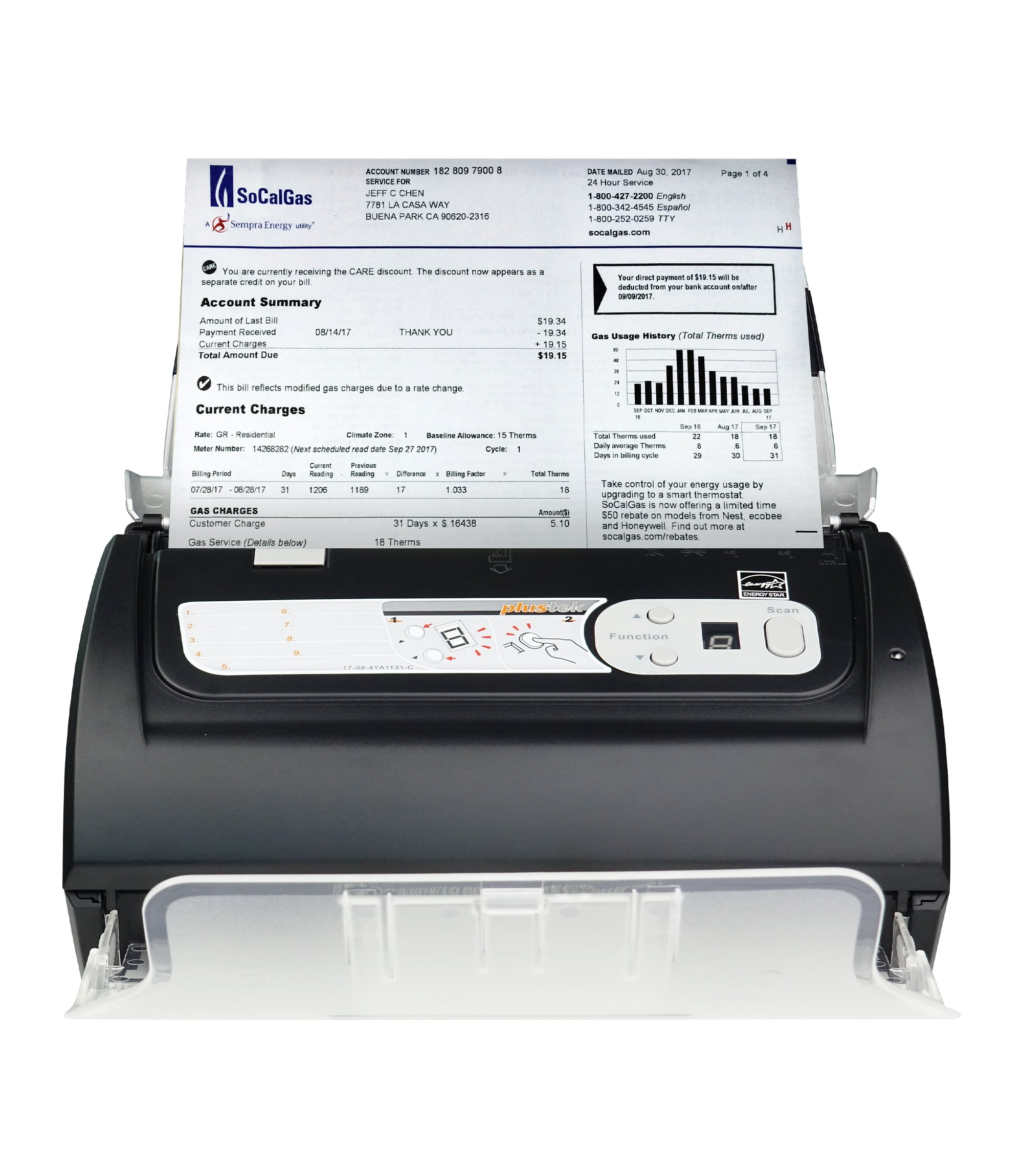 Plustek PS186 Desktop Document Scanner, Duplex with 50 page Auto ...