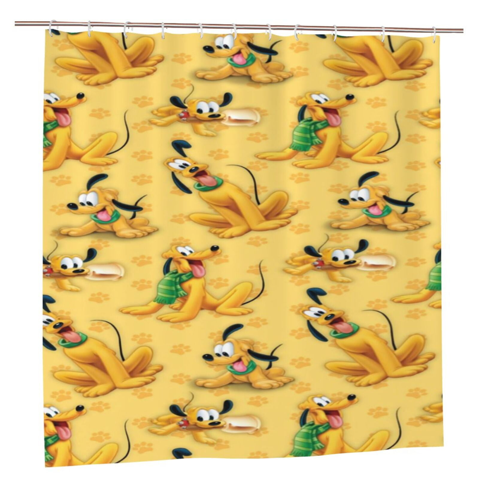 Pluto Cartoon Shower Curtain 72" X 72" Anime Bathroom Decor With 12 ...