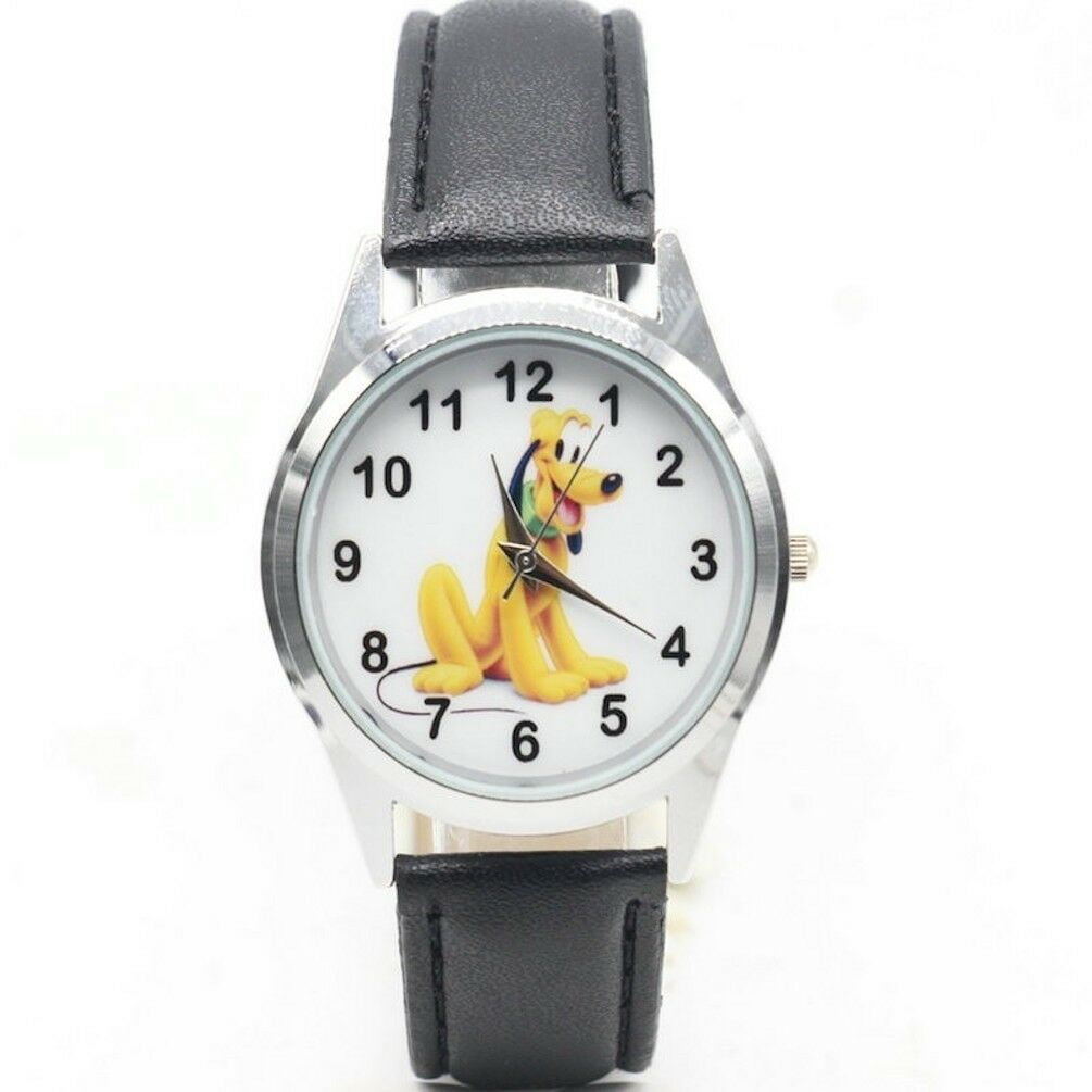 Pluto Dog Cartoon Character Genuine Leather Band Wrist Watch - Walmart.com