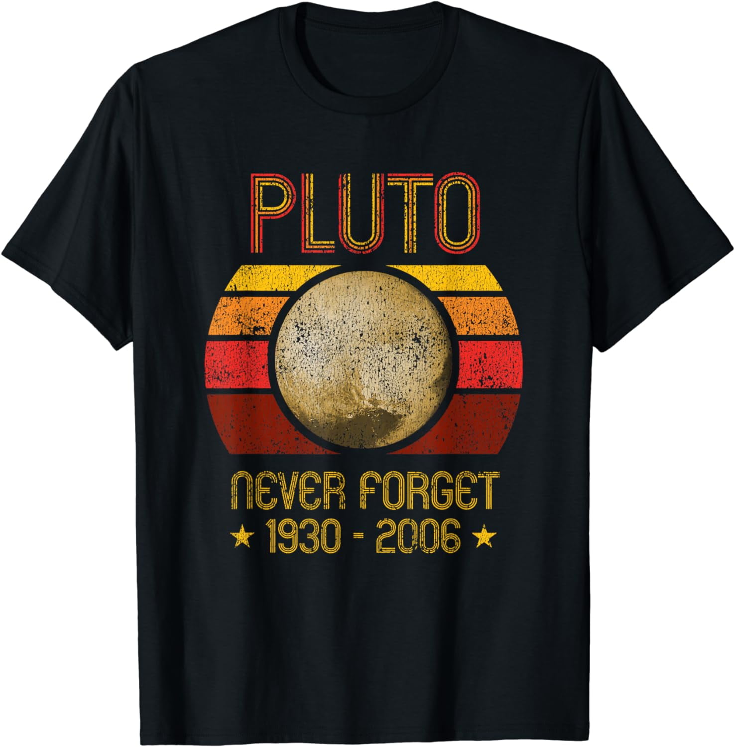 Pluto Never Forget Retro Space Science Graphic Vintage Style T-Shirt ...