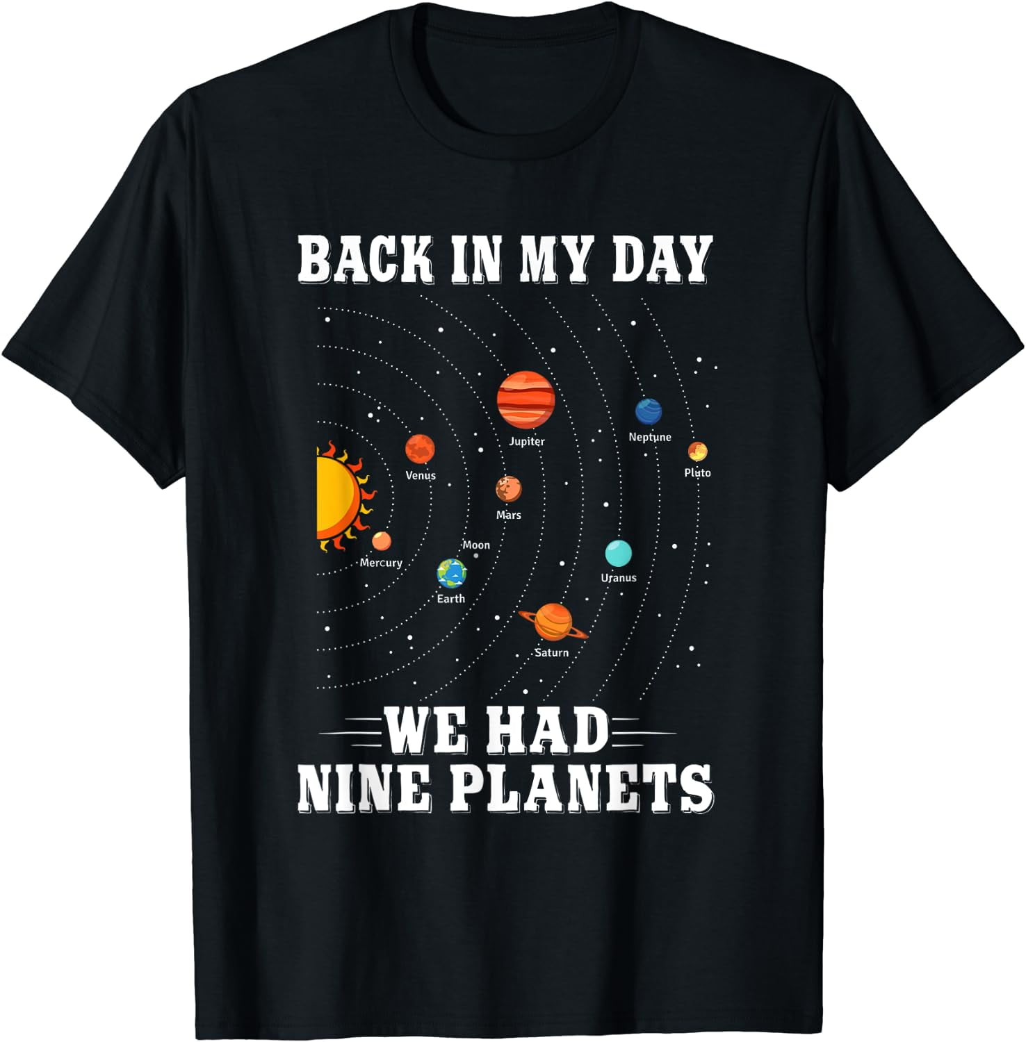 Pluto Planet Shirt Back In My Day We Had Nine Planets Pluto T-Shirt ...