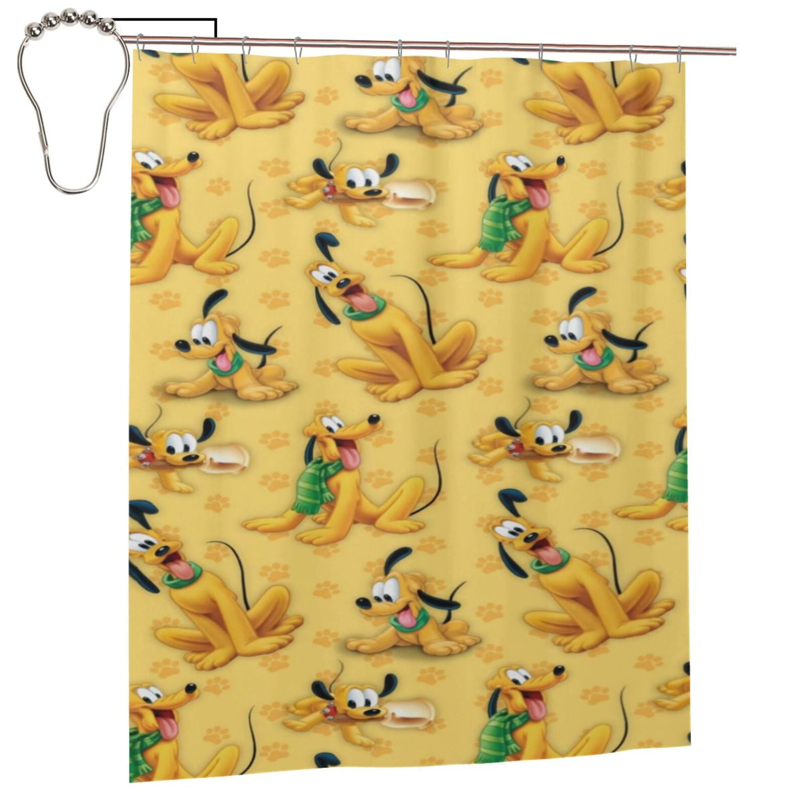 Pluto cartoon Shower Curtain 60" x 72" Anime Bathroom Decor with 12 ...