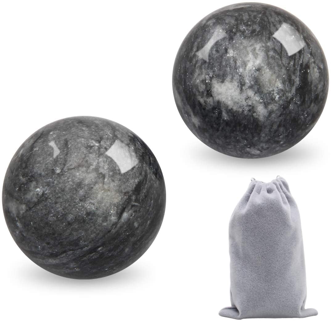 Plutput Gray Marble Baoding Balls, Hand Exercise Tool, Stress Relief ...