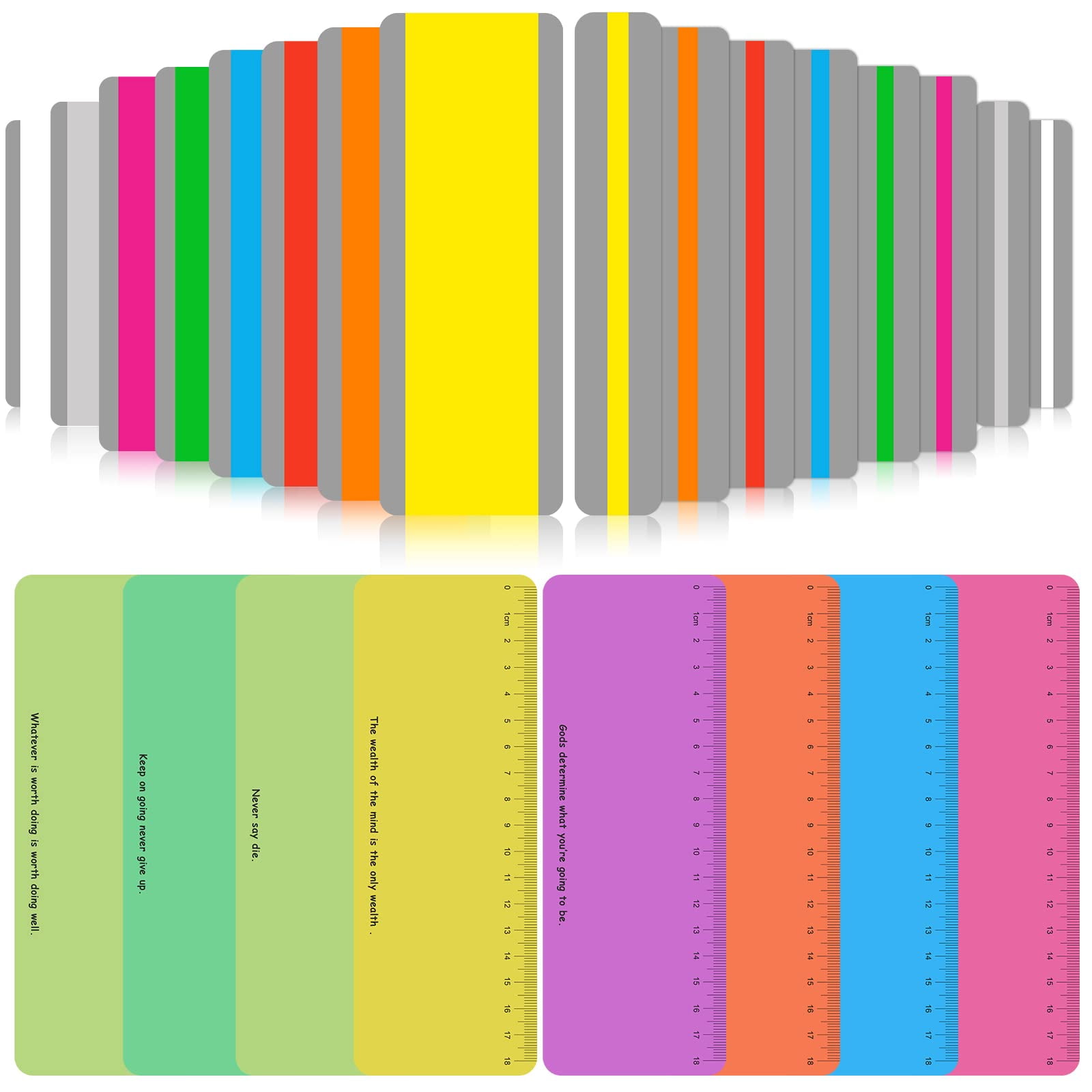 Plutput Guided Reading Strips with 8 Soft Color Rulers, Multicolor, 32 ...