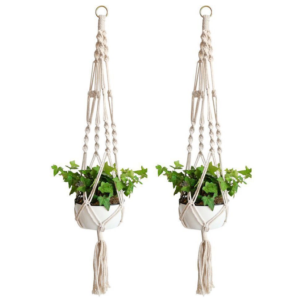 Plant Hanger 41" inch Hemp Jute Rope Plant Macrame Hanger Pot Holder ...